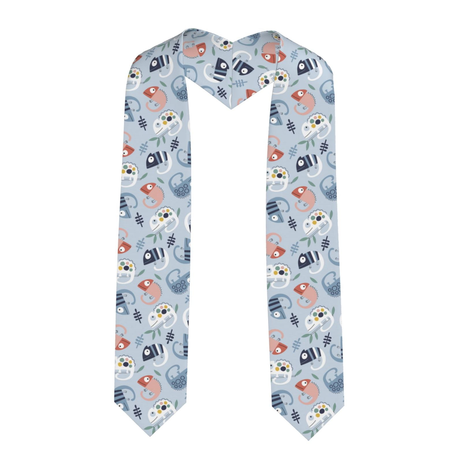 Zufioo Cute Chameleons On Blue Print Graduation Shawl Ribbon ...