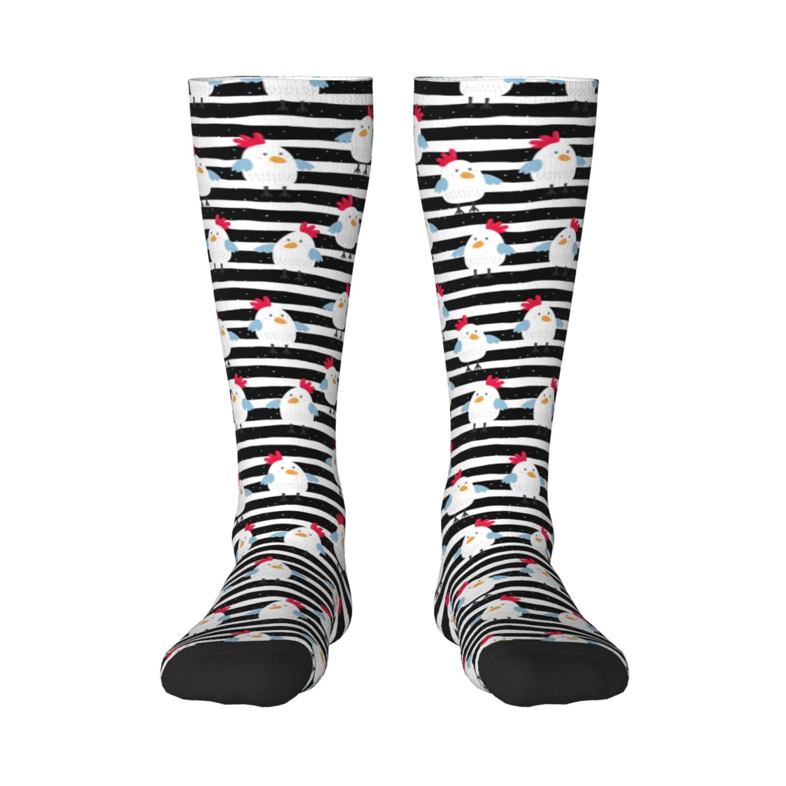 Zufioo Cute Chicken Print Long High Thigh Socks Knee-High Warm Stocking ...