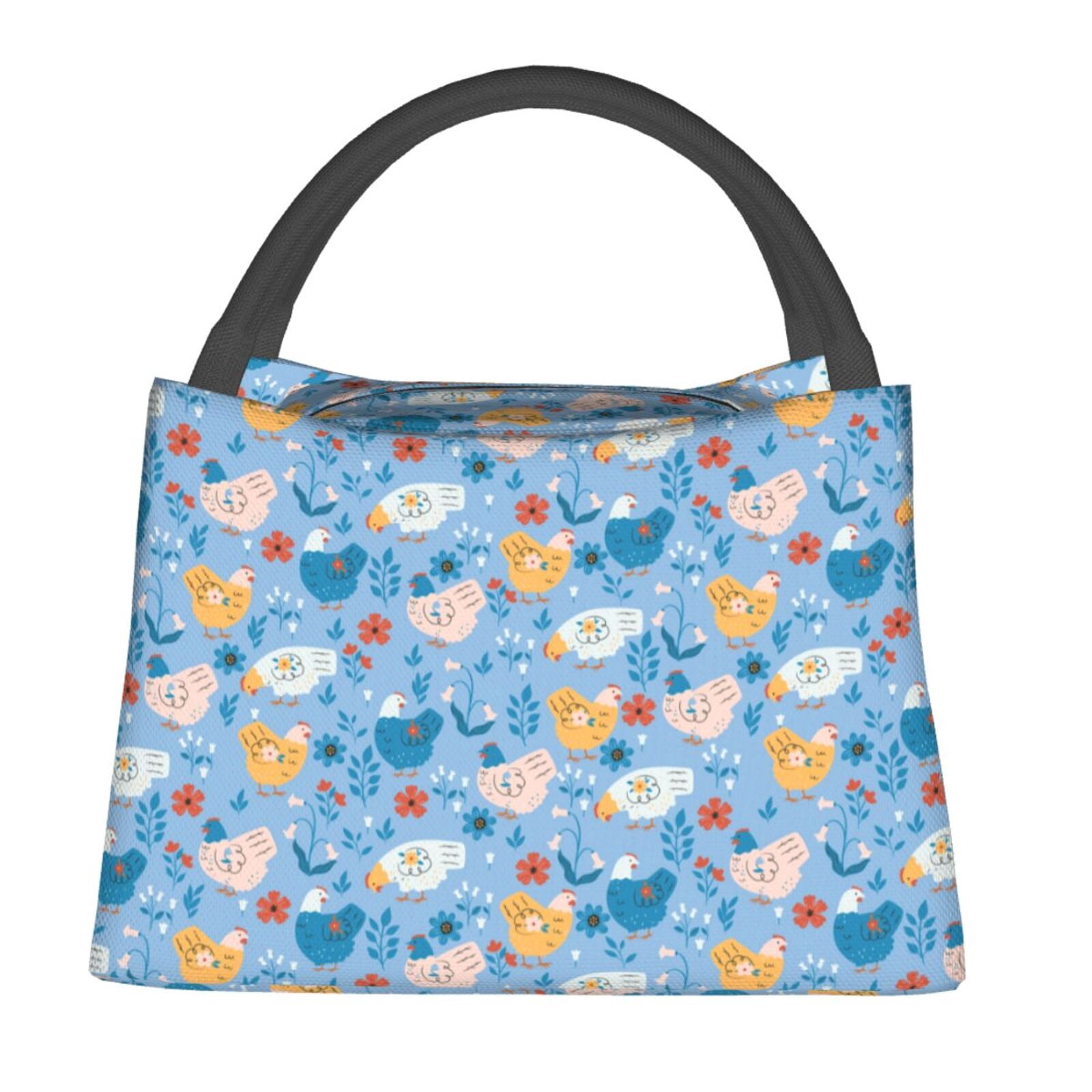 Zufioo Cute Chickens and Flowers Insulated Reusable Grocery Bags,Cooler ...