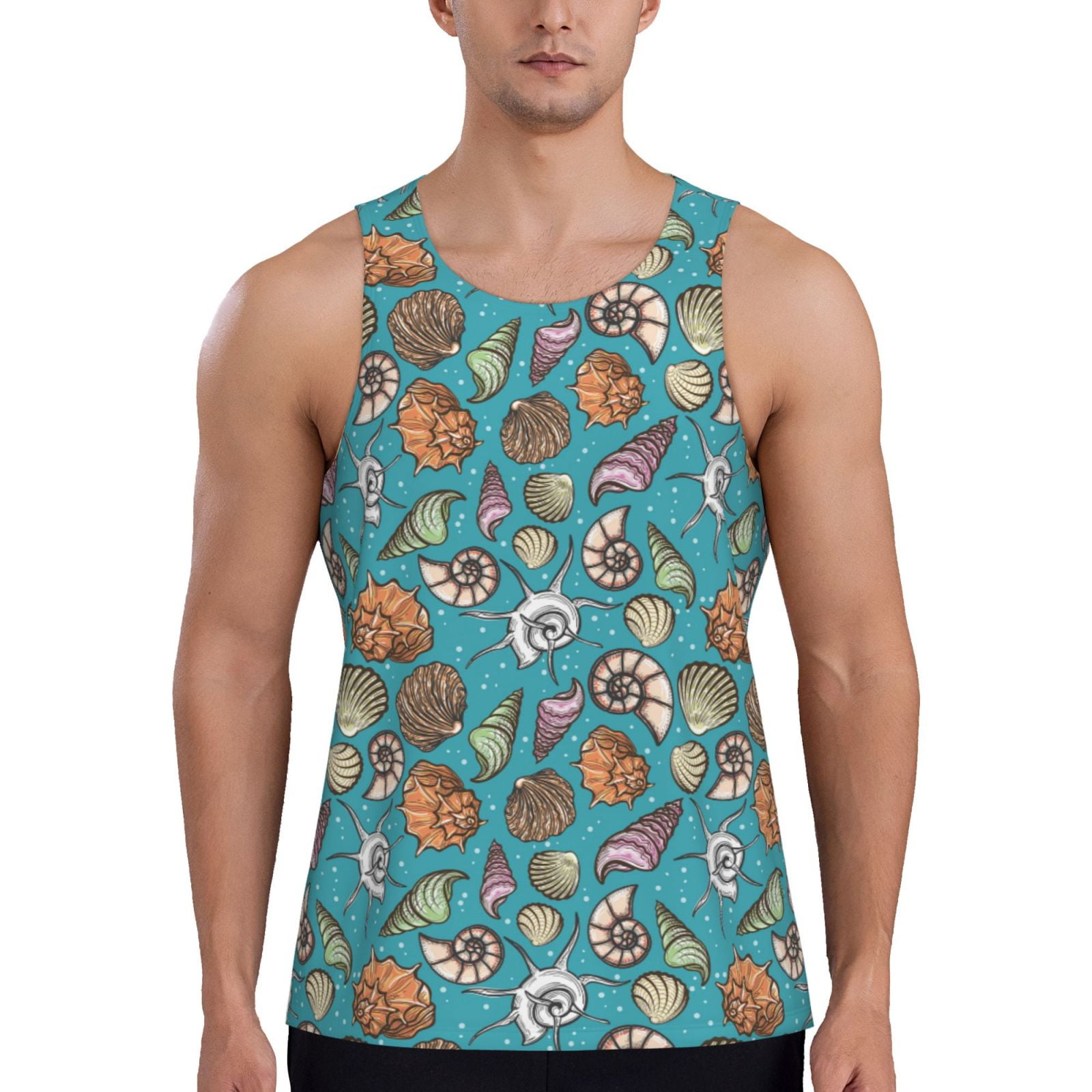 Zufioo Cute Conch Print Men's Vest, Sleeveless Quick-drying Muscle T ...