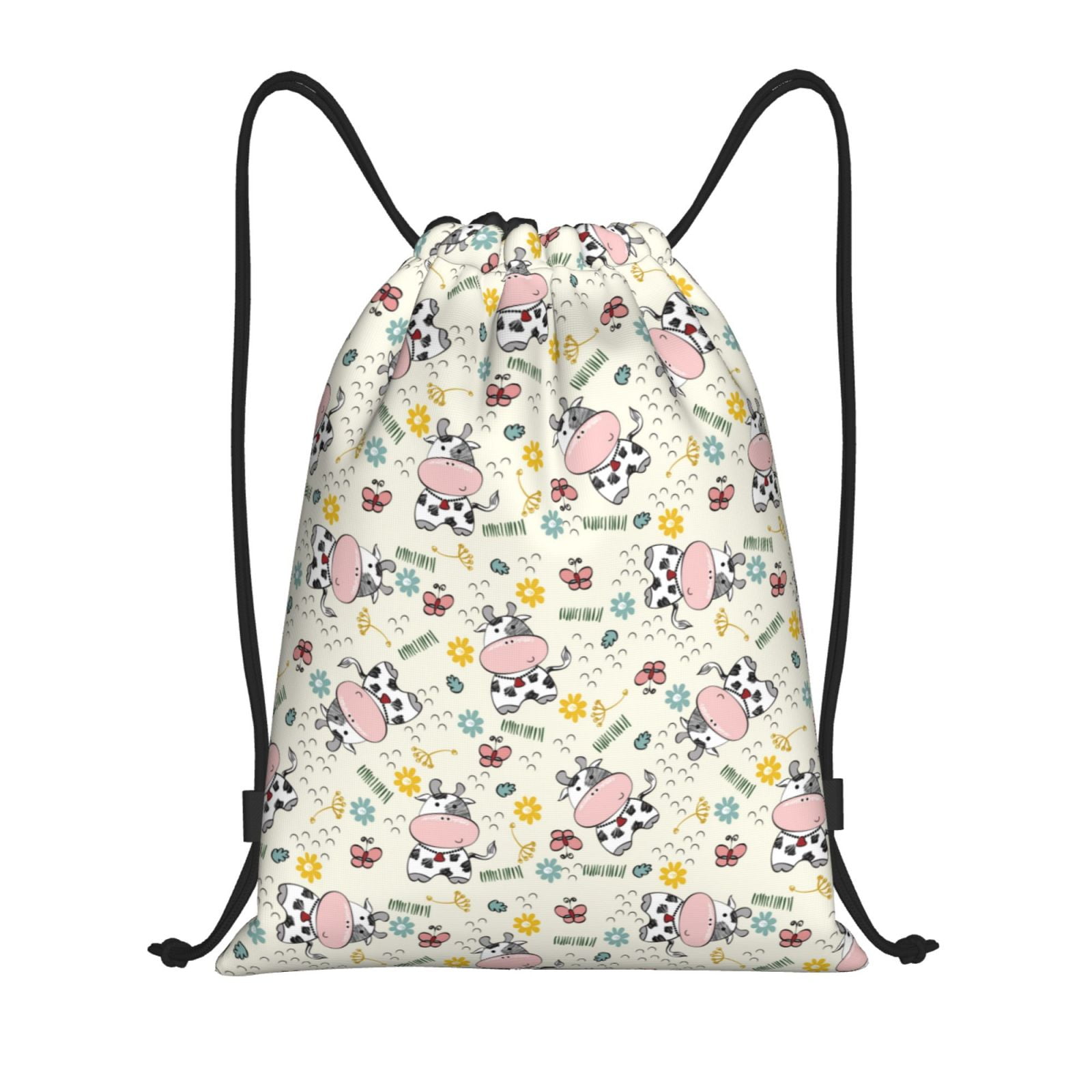 Zufioo Cute Cow Sports Cinch Sack Gym String Bags Machine Washable ...