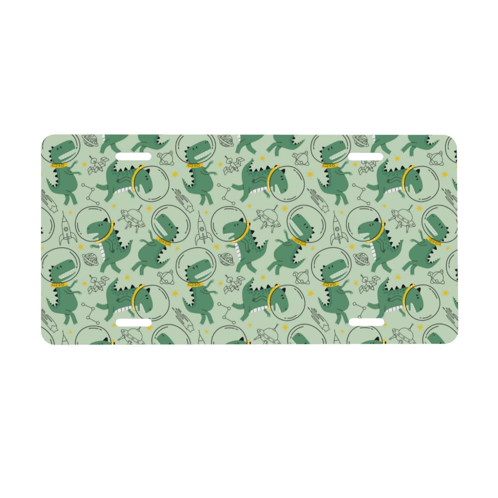 Zufioo Cute Dinosaurs in Space Print Car Aluminum Front License Plate ...