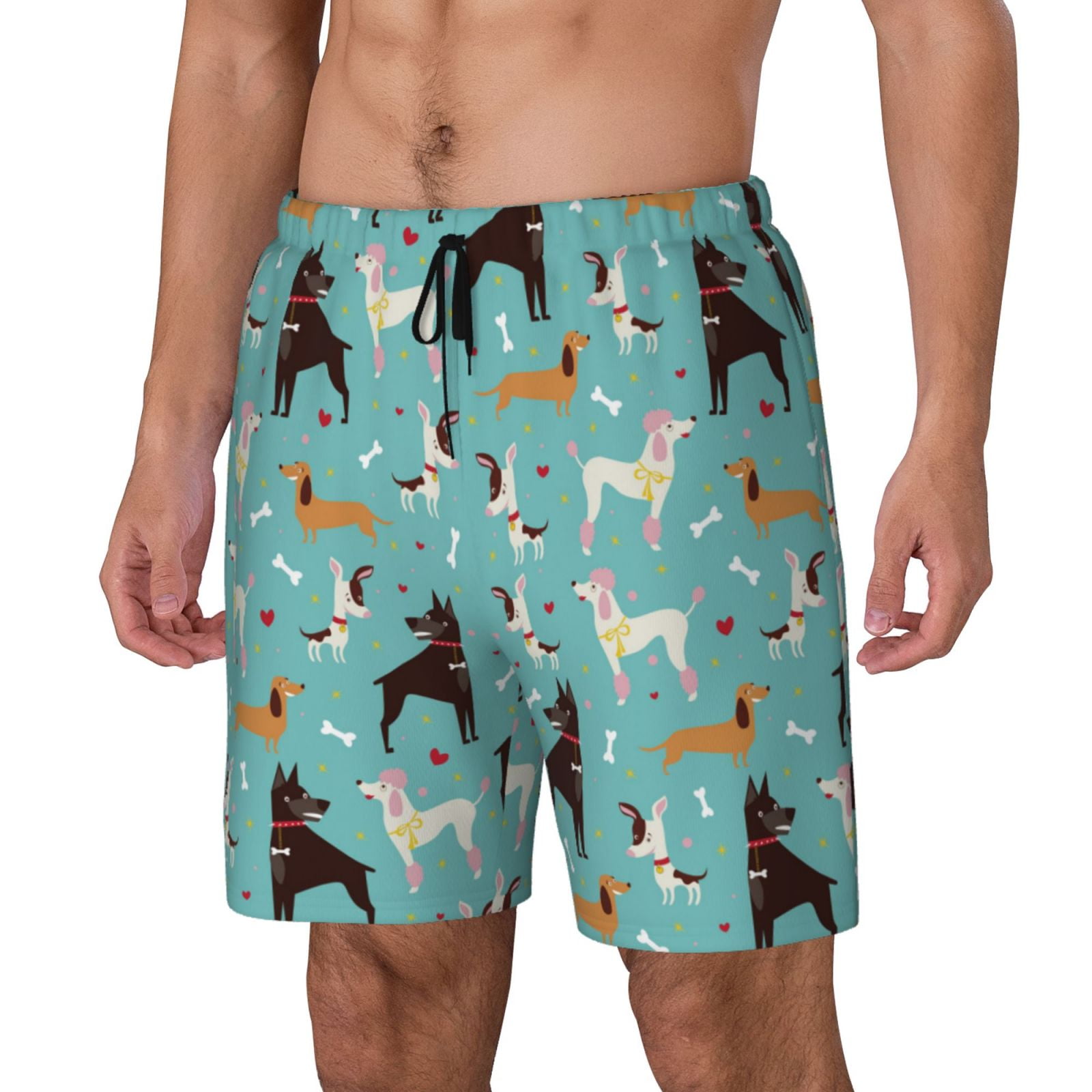 Zufioo Cute Dog Mens Swimsuit Trunks with Compression Liner,Quick Dry ...