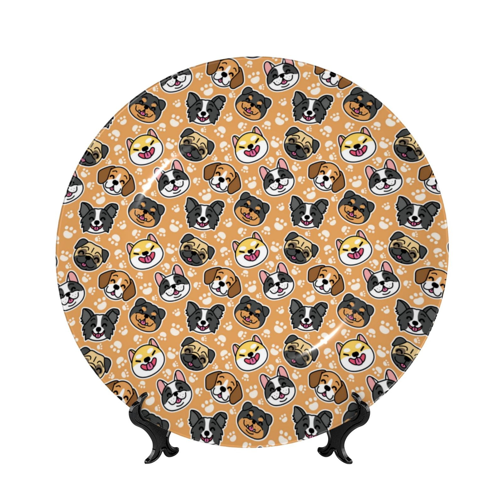 Zufioo Cute Dogs Head Print Bone China Decorative Plate, Ceramic Dinner ...