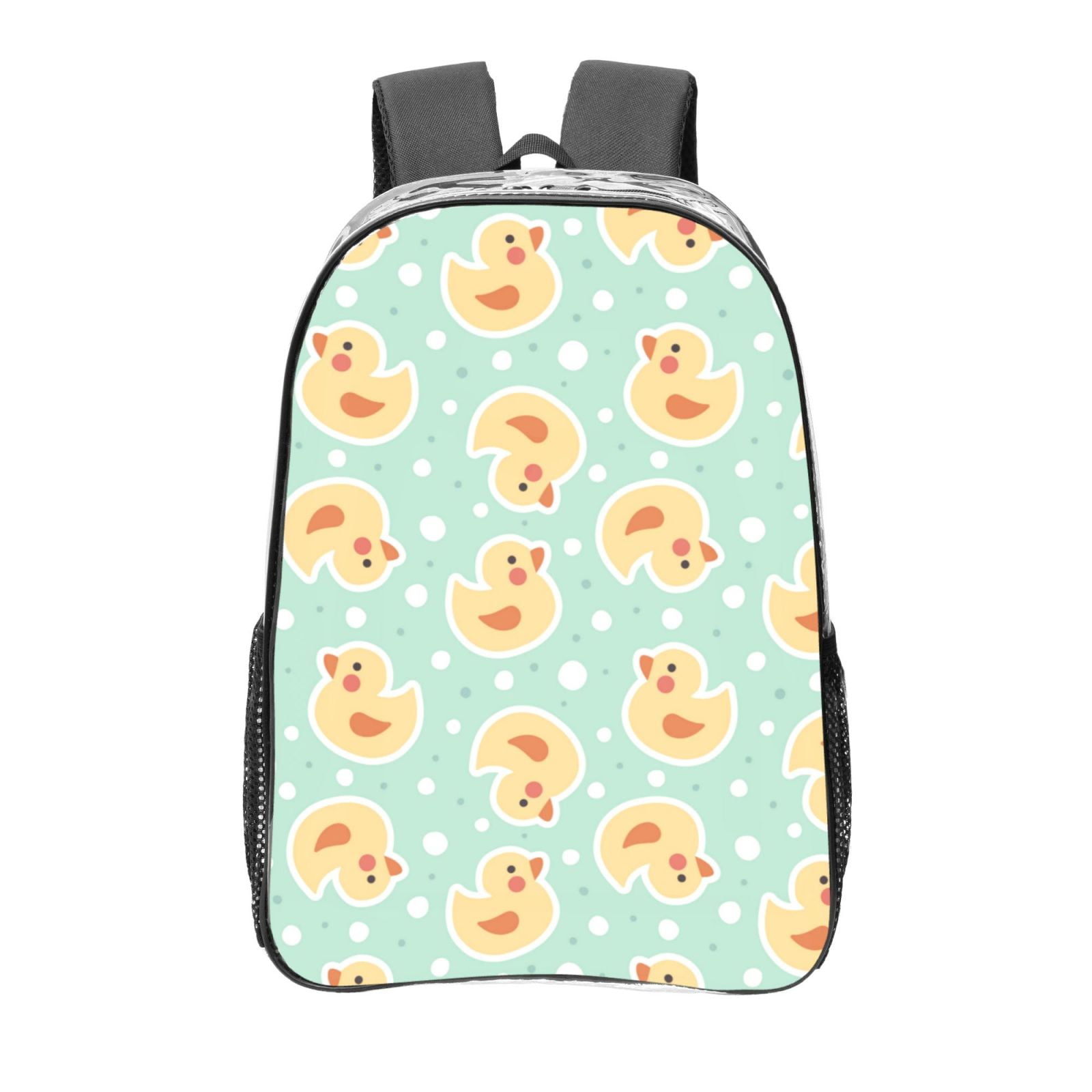 Zufioo Cute Duck Print Transparent Backpack, 16-inch PVC Waterproof ...