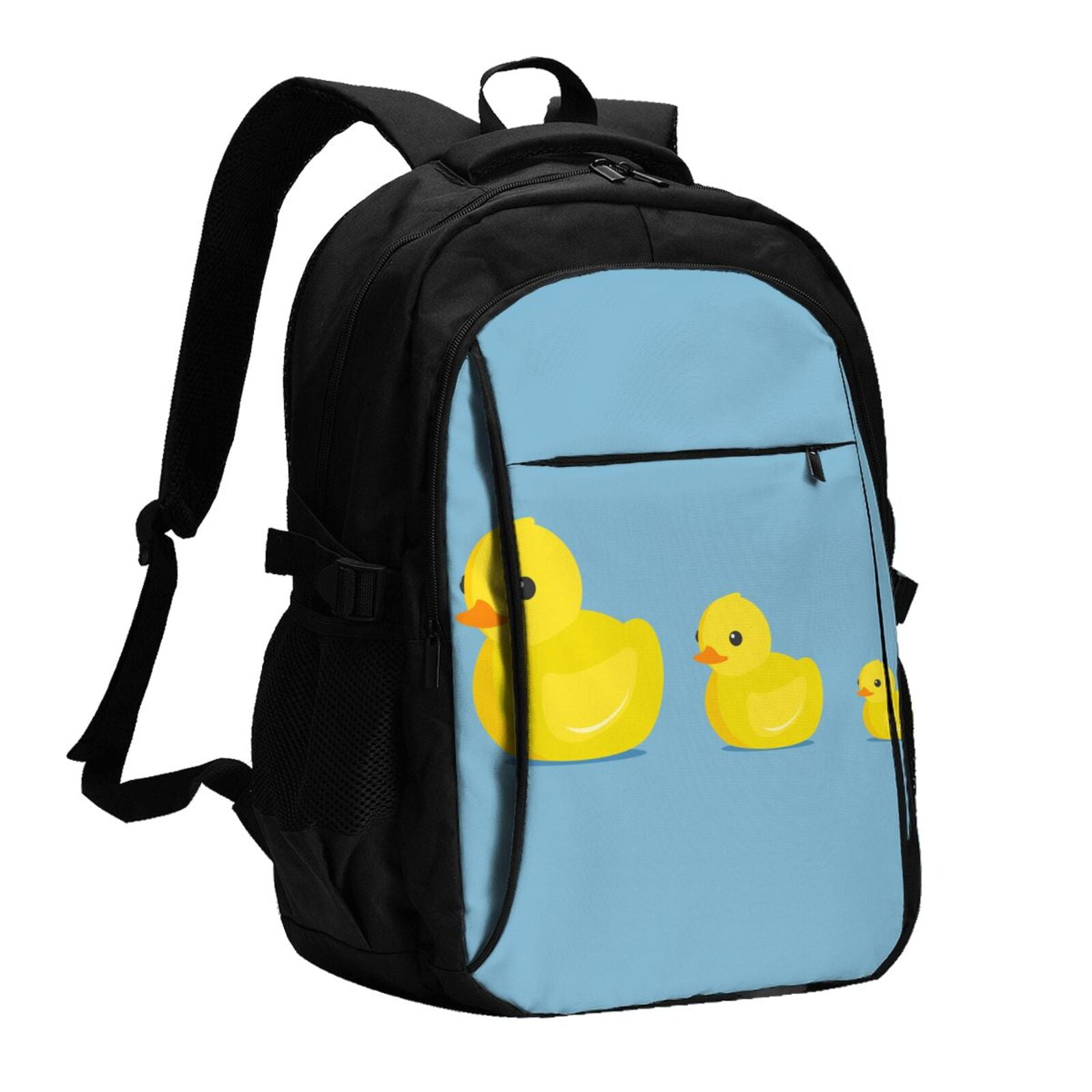 Zufioo Cute Ducky Print USB Backpack, Multi-Pocket Design Ergonomic ...