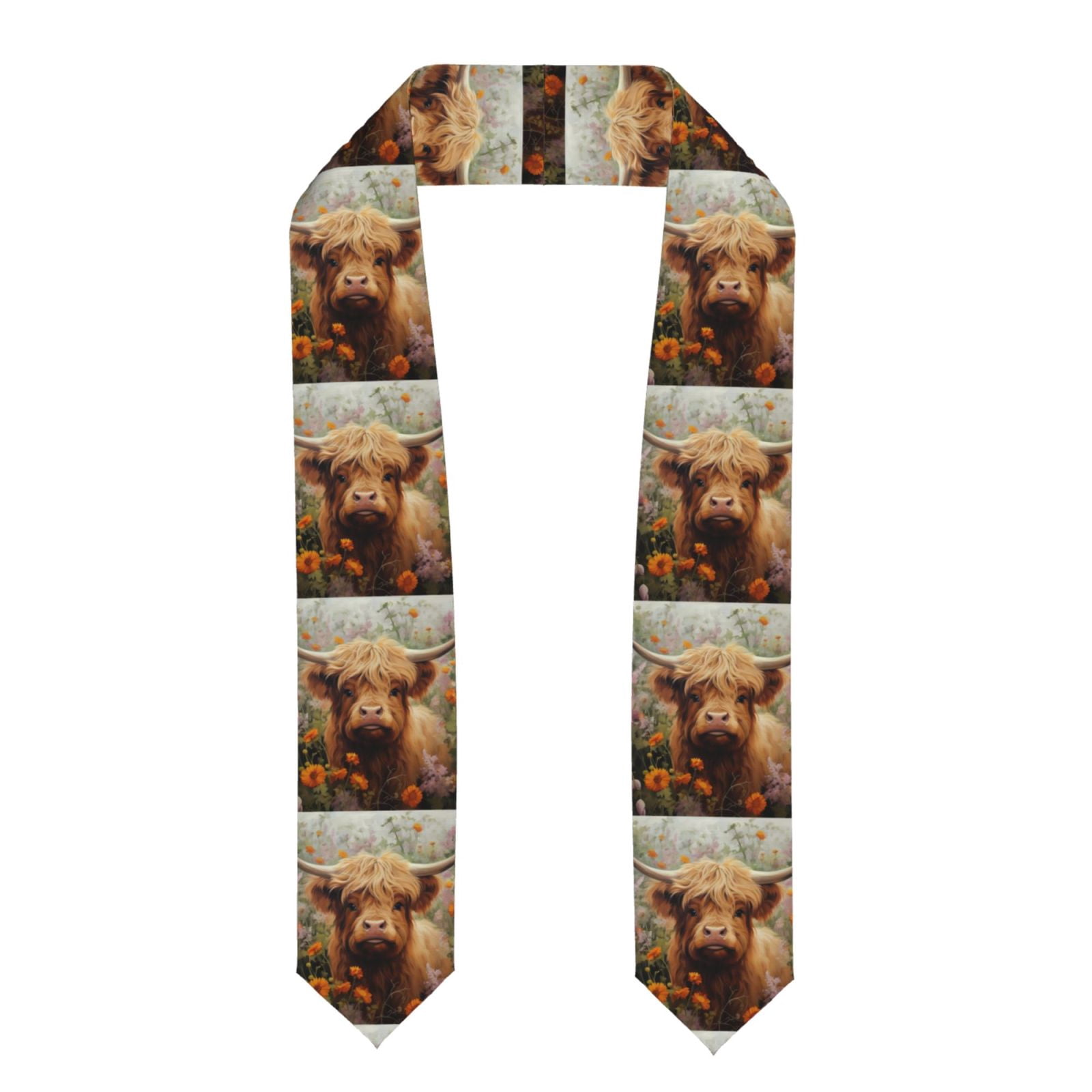 Zufioo Cute Floral Cow Print Graduation Shawl Ribbon, Graduation Ribbon ...