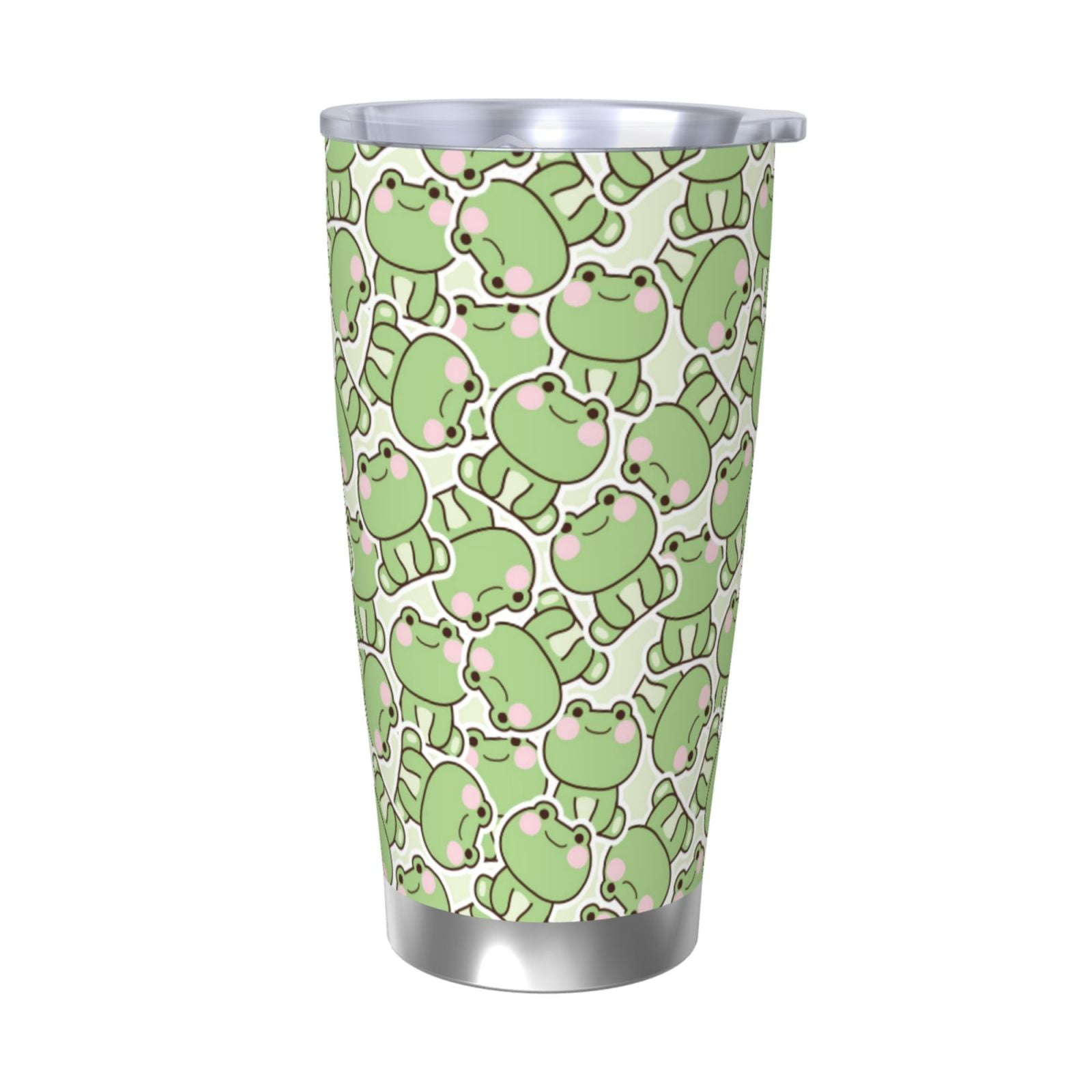 Zufioo Cute Frog Print 20OZ Stainless Steel Car Cup, Direct Drinking Mouth Straw Mouth ...