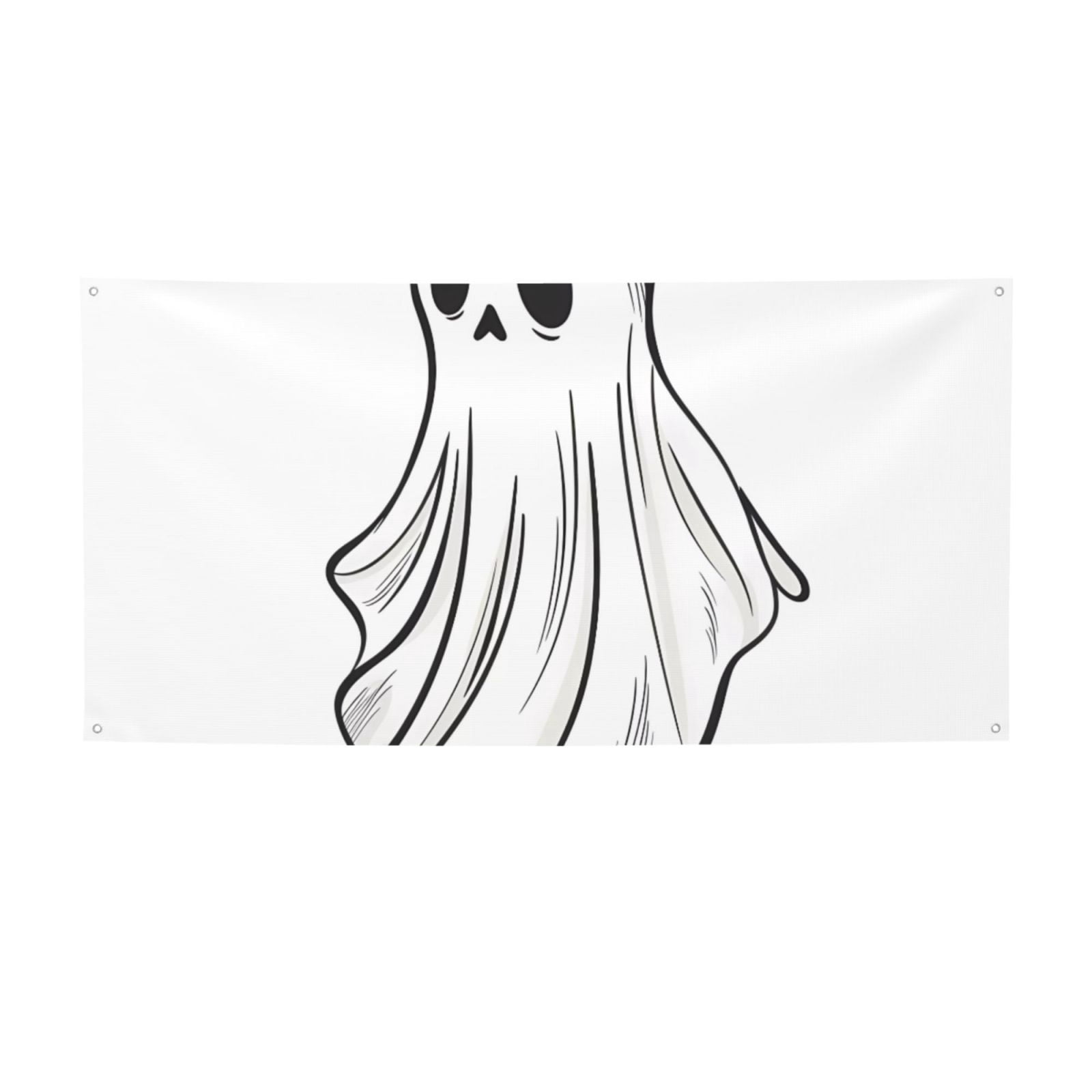 Zufioo Cute Ghost Simple Drawing Print Holiday Banners, Party Banners ...
