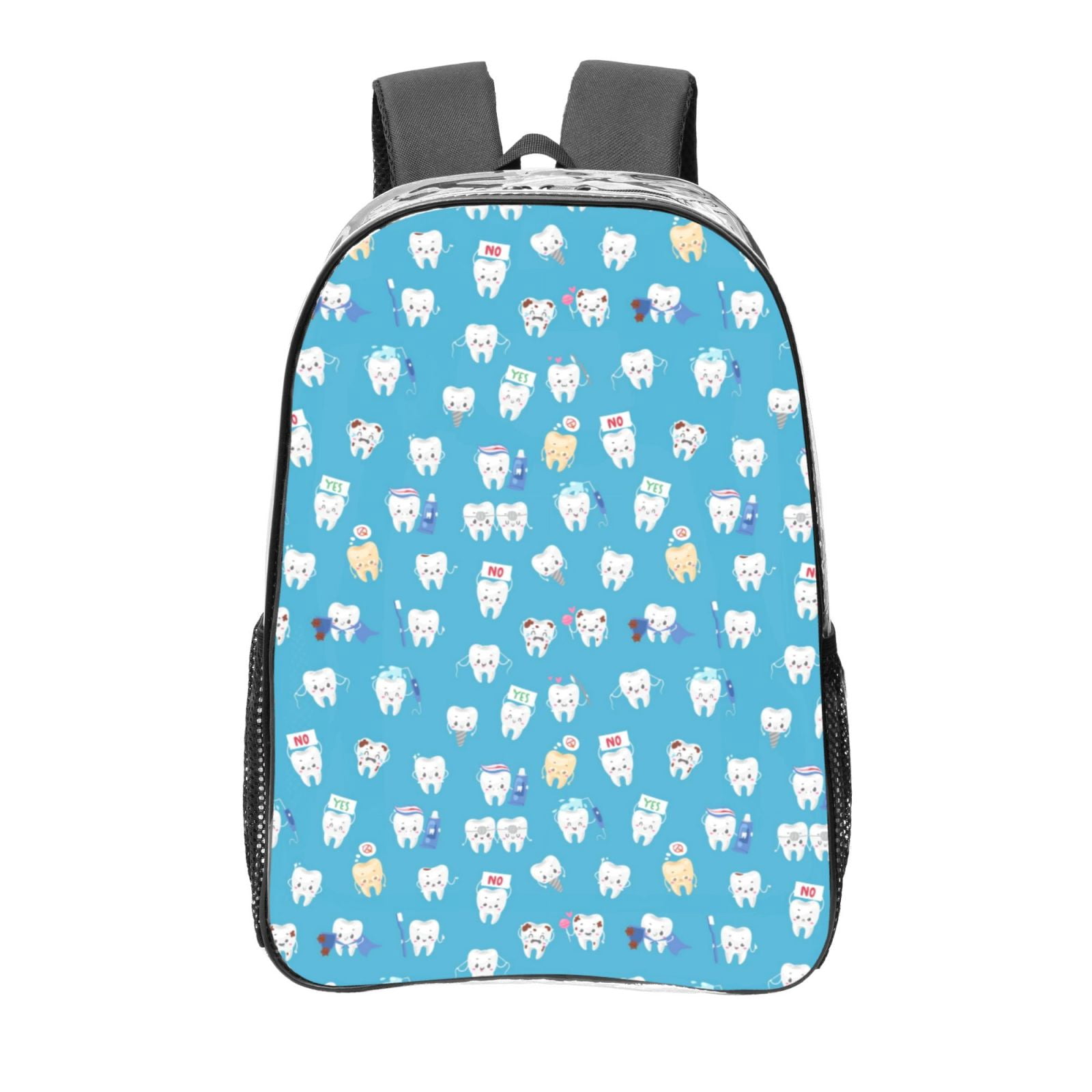 Zufioo Cute Healthy Teeth Print Transparent Backpack, 16-inch PVC ...