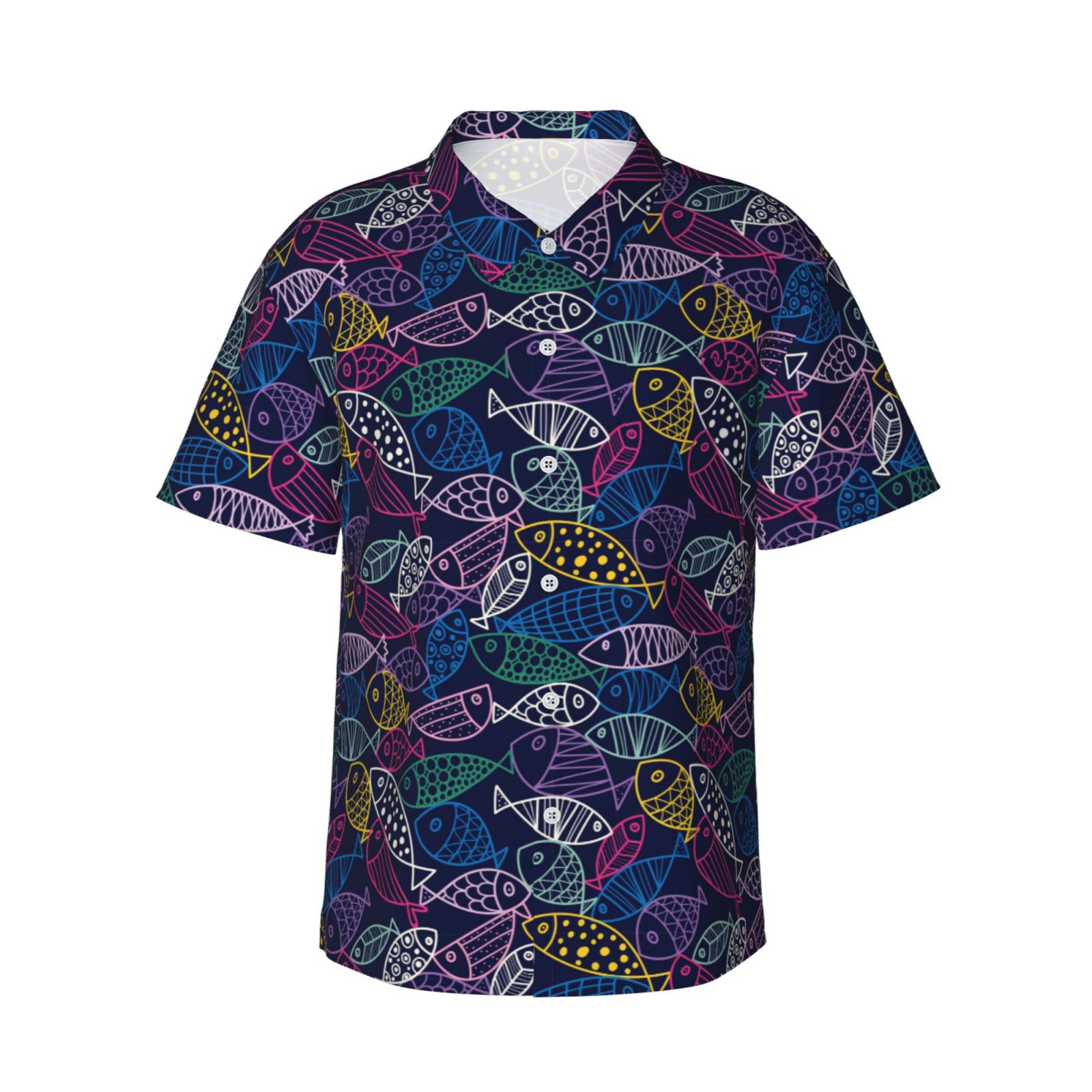 Zufioo Cute Line Fish Hawaiian Shirt for Men,Beach Shirts Tropical ...