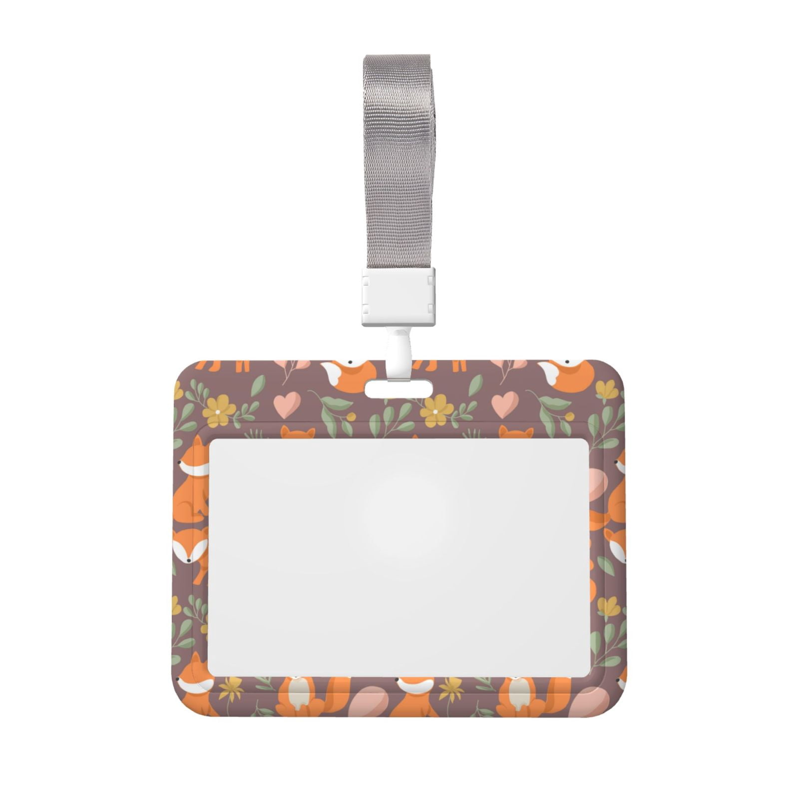 Zufioo Cute Little Fox Print Work Badge Protective Case, Waterproof ...
