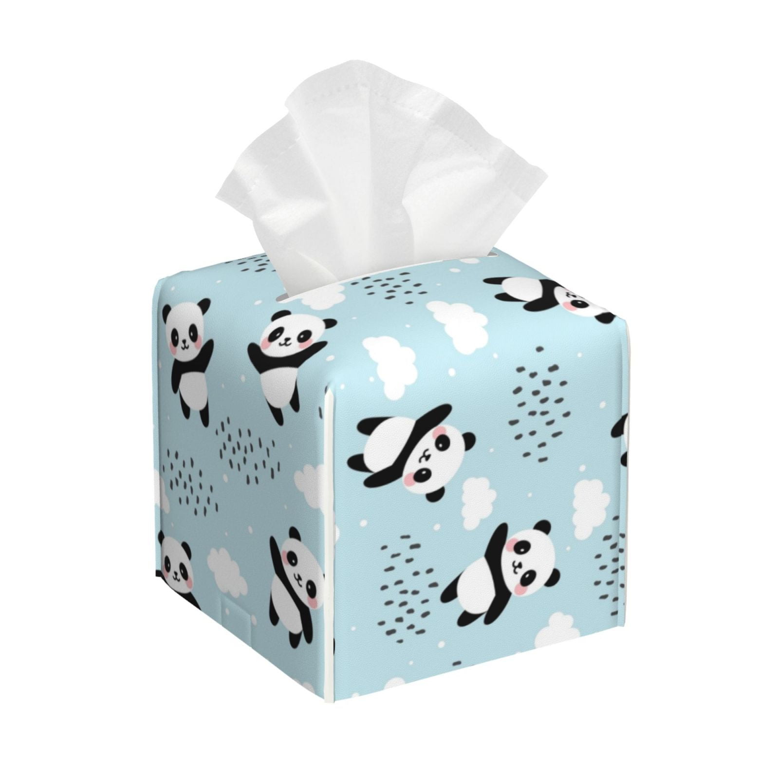 Zufioo Cute Panda Bear Tissue Box Cover, Tissue Box Cover Holder Square ...