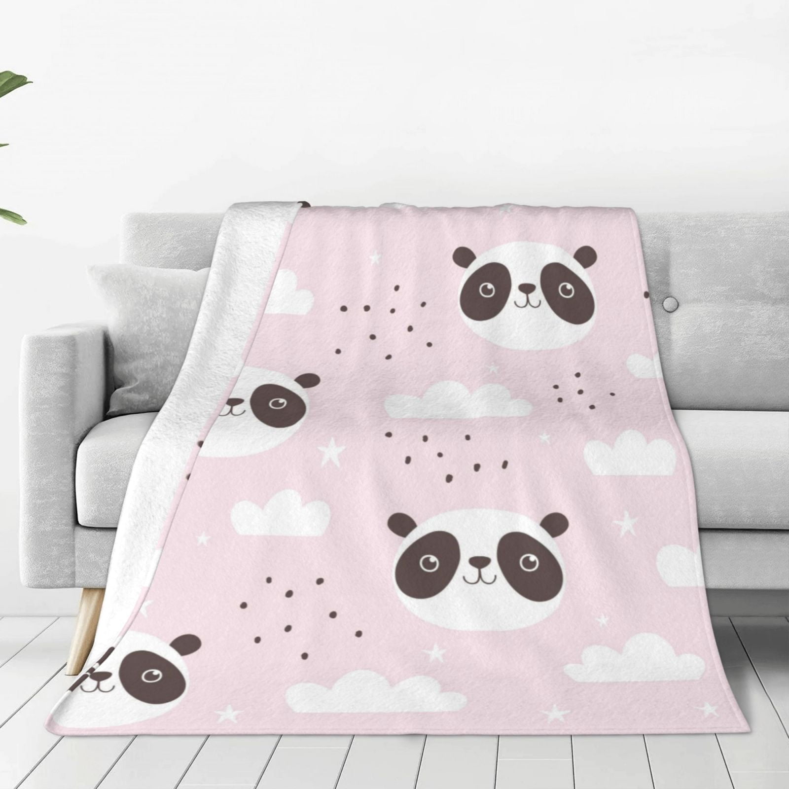 Zufioo Cute Panda Fleece Blanket Queen Size,Plush Bed Blanket,Ultra ...