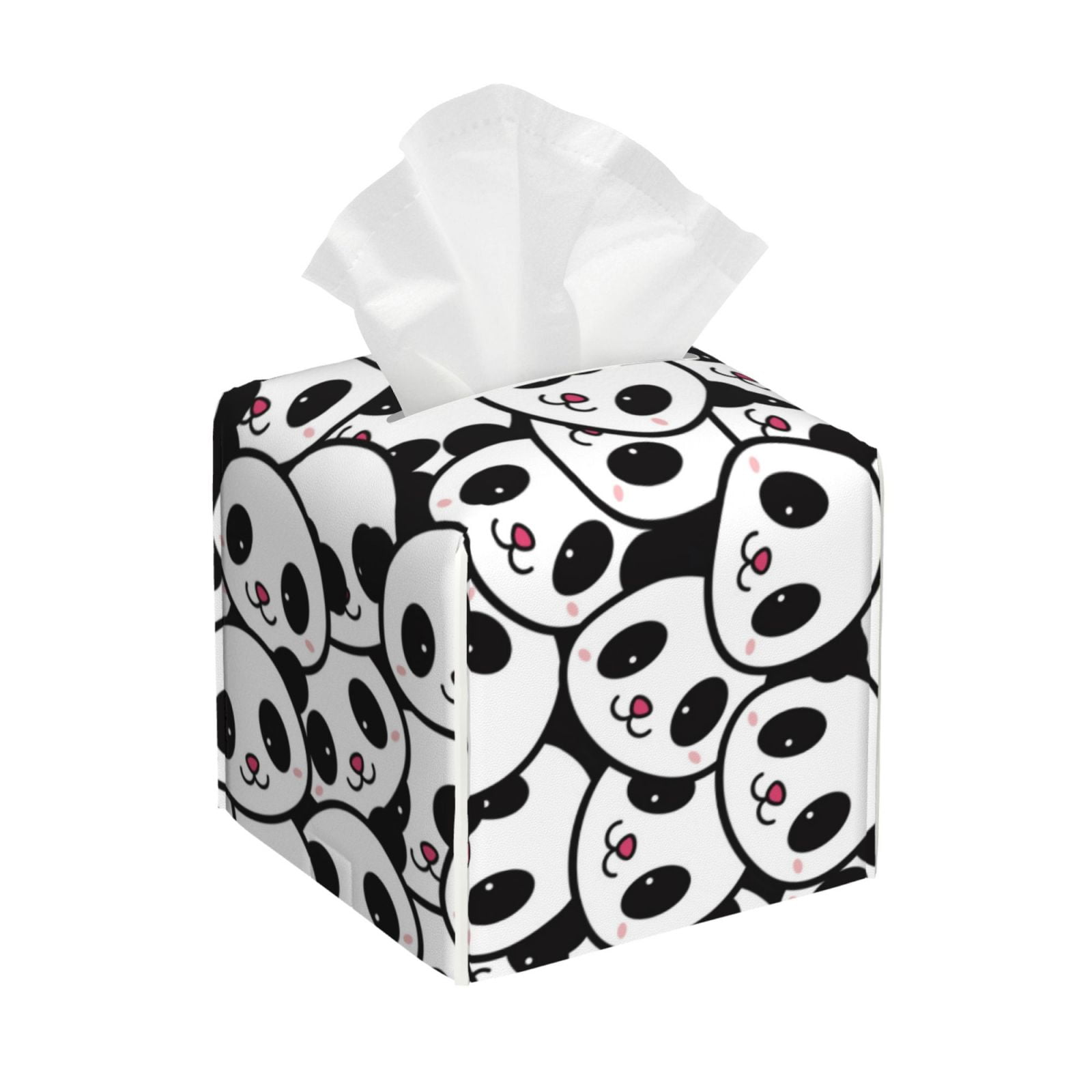 Zufioo Cute Panda Tissue Box Cover, Tissue Box Cover Holder Square PU ...
