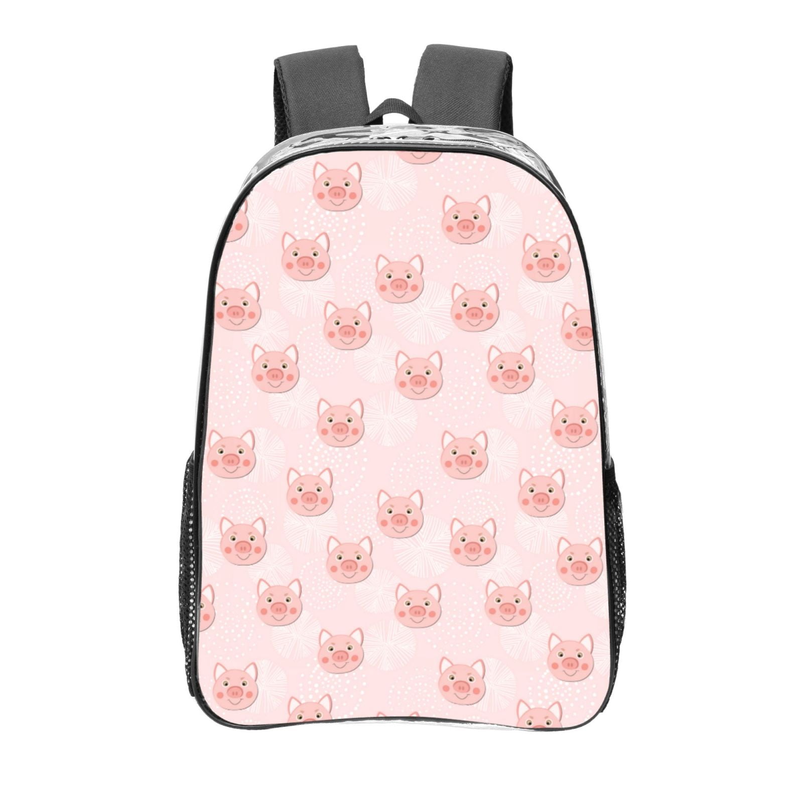 Zufioo Cute Pig Face Print Transparent Backpack, 16-inch PVC Waterproof ...