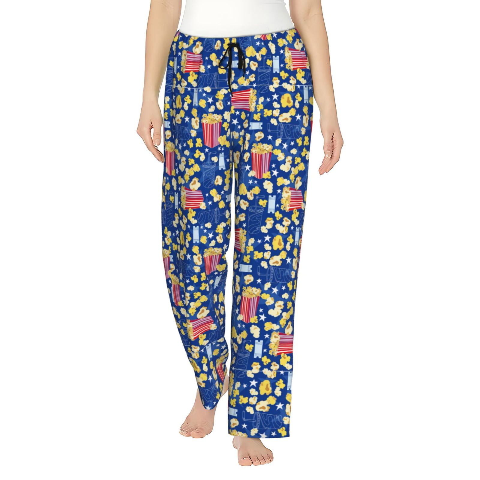 Zufioo Cute Popcorn Women Pajama Pants Drawstring Pajama Pants Wide Leg ...