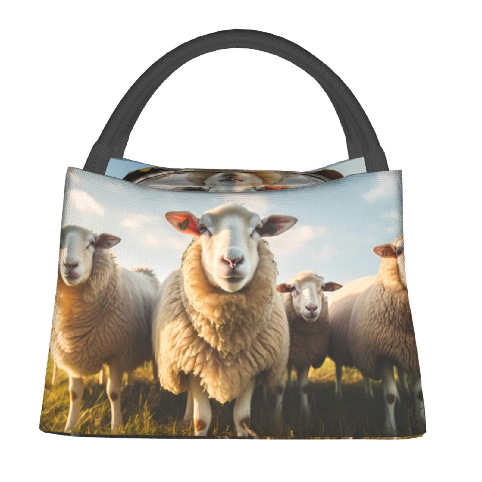 Zufioo Cute Prairie Sheep Herd Insulated Reusable Grocery Bags,Cooler ...