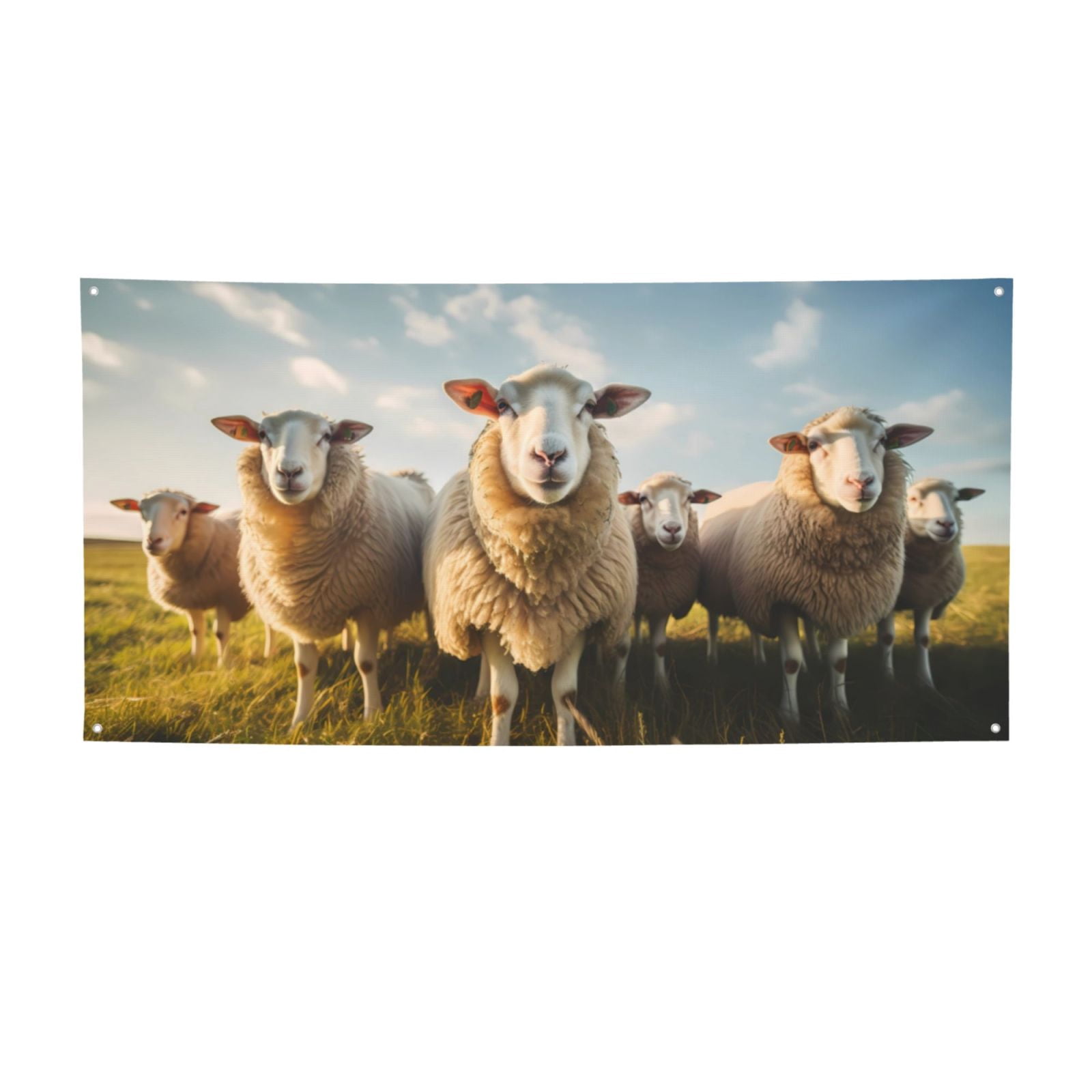 Zufioo Cute Prairie Sheep Herd Print Holiday Banners, Party Banners ...