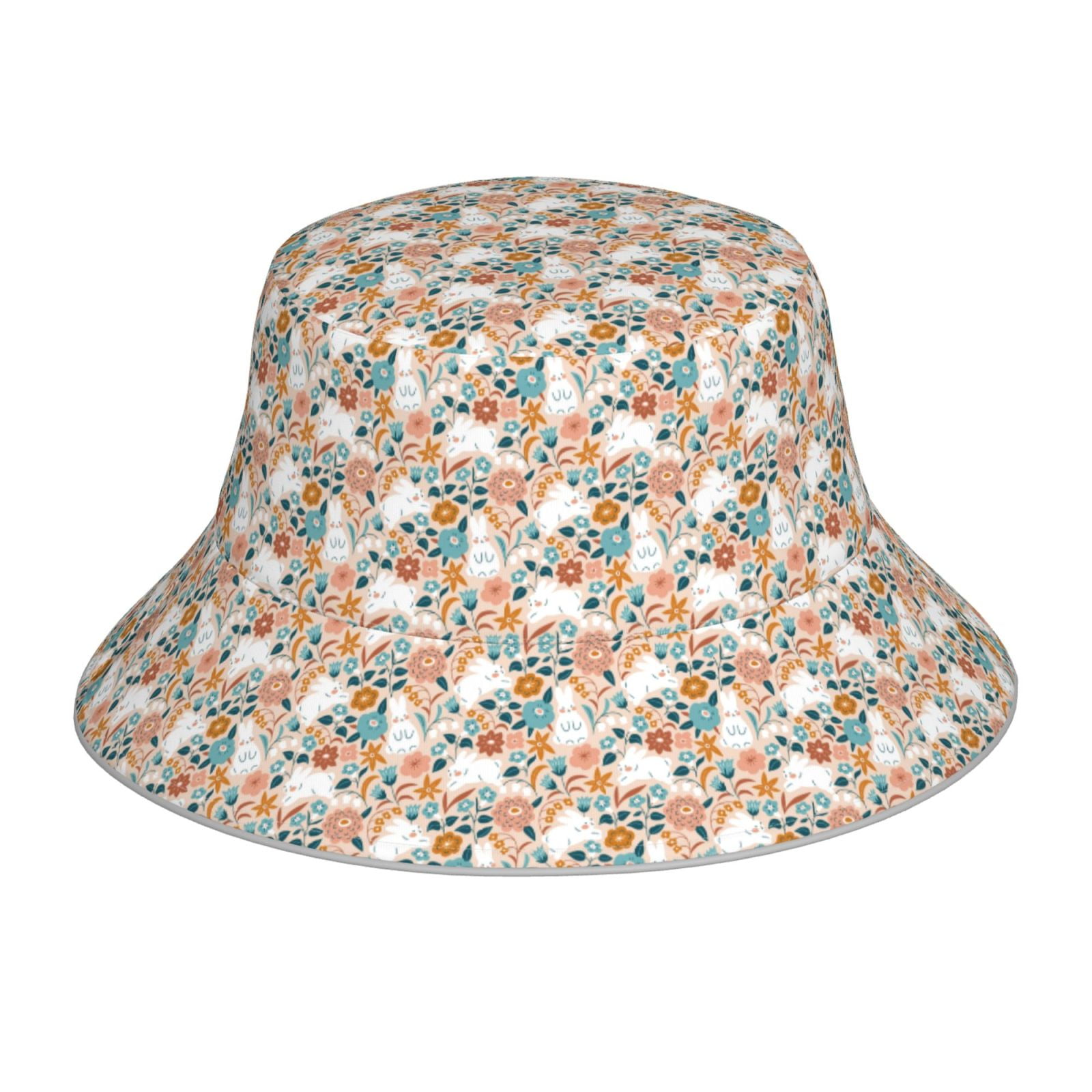 Zufioo Cute Rabbit Floral Waterproof Reflective Holographic Bucket Hat ...
