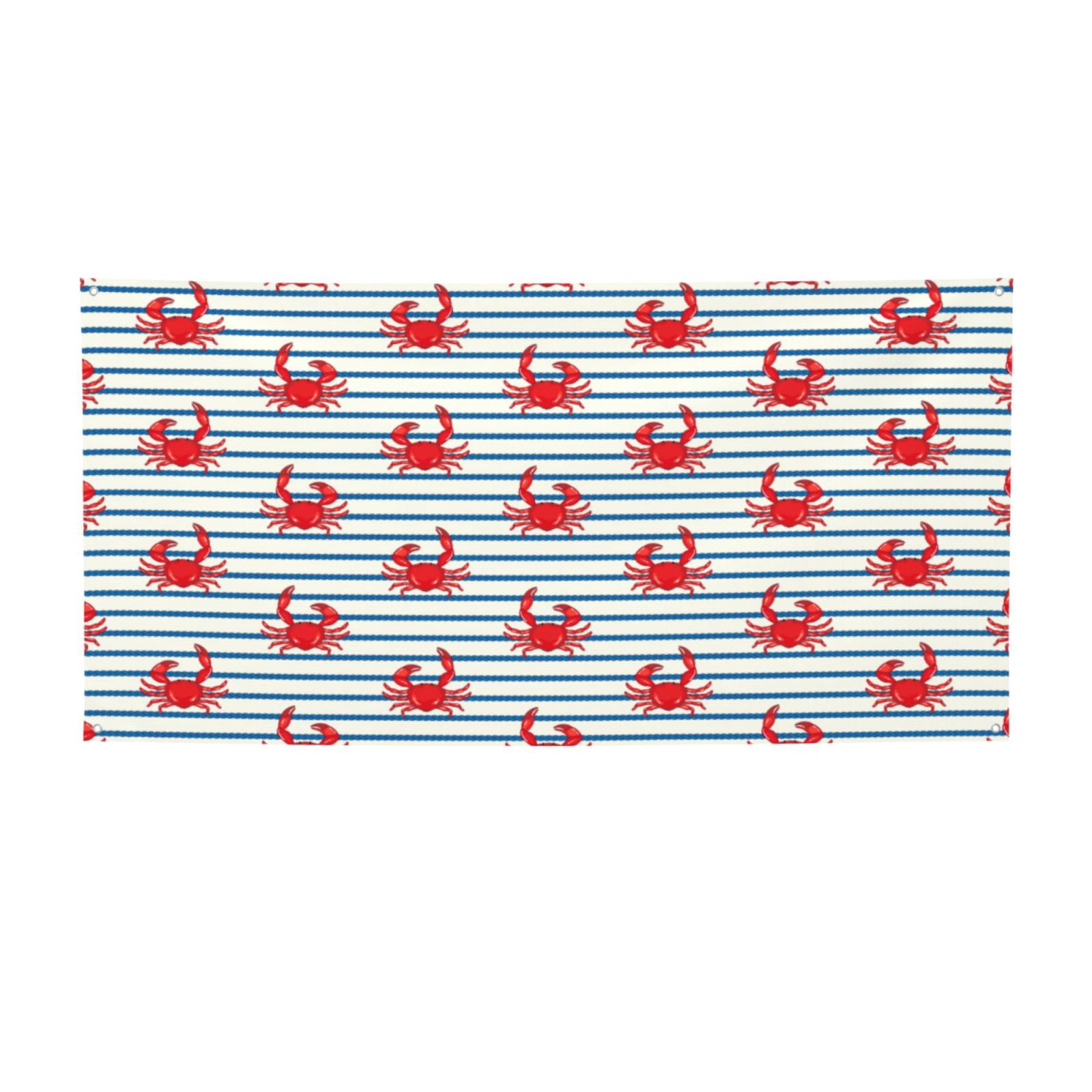 Zufioo Cute Red Crabs With Nautical Print Holiday Banners, Party ...