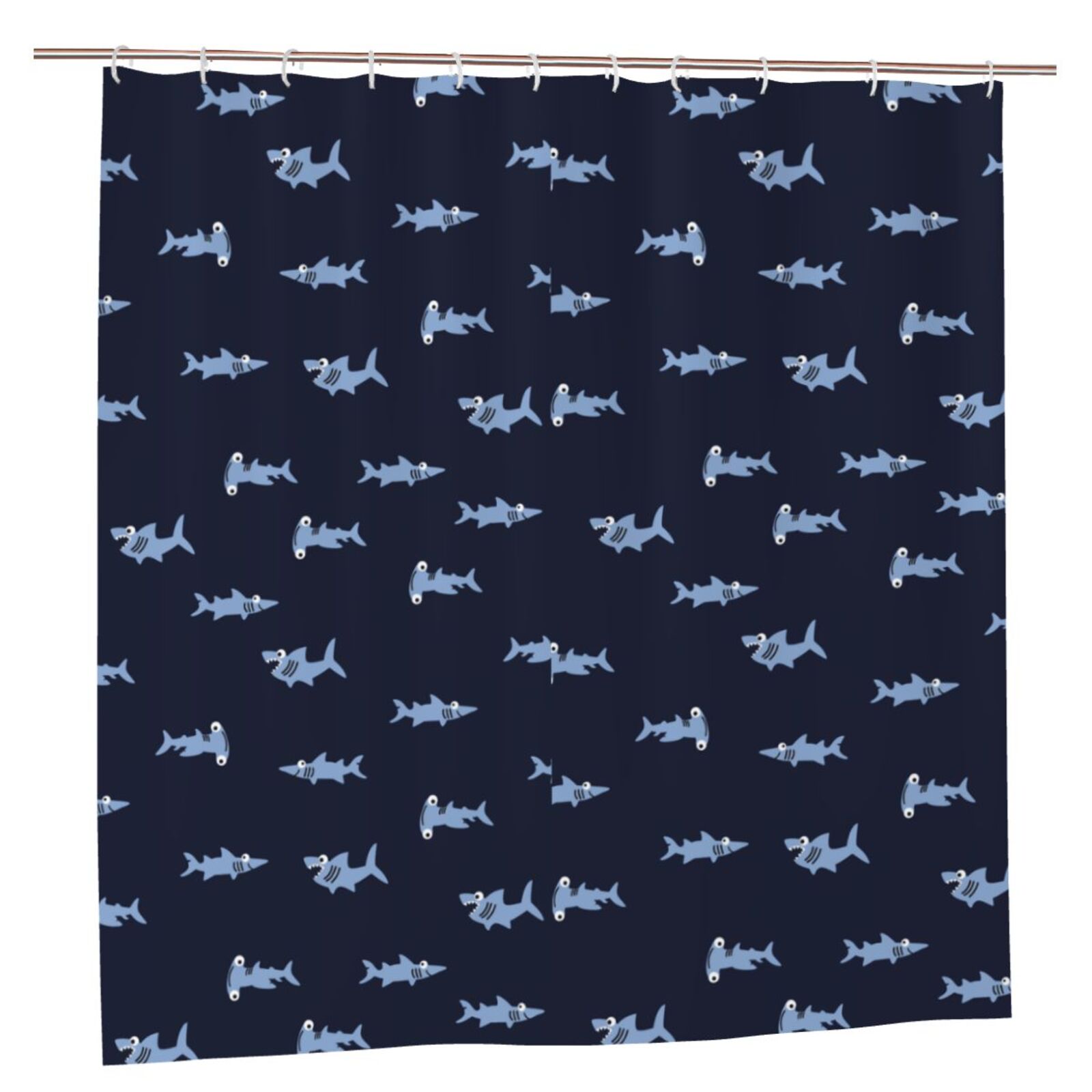 Zufioo Cute Shark Pattern Shower Curtain 72x72in, Waterproof Curtain ...