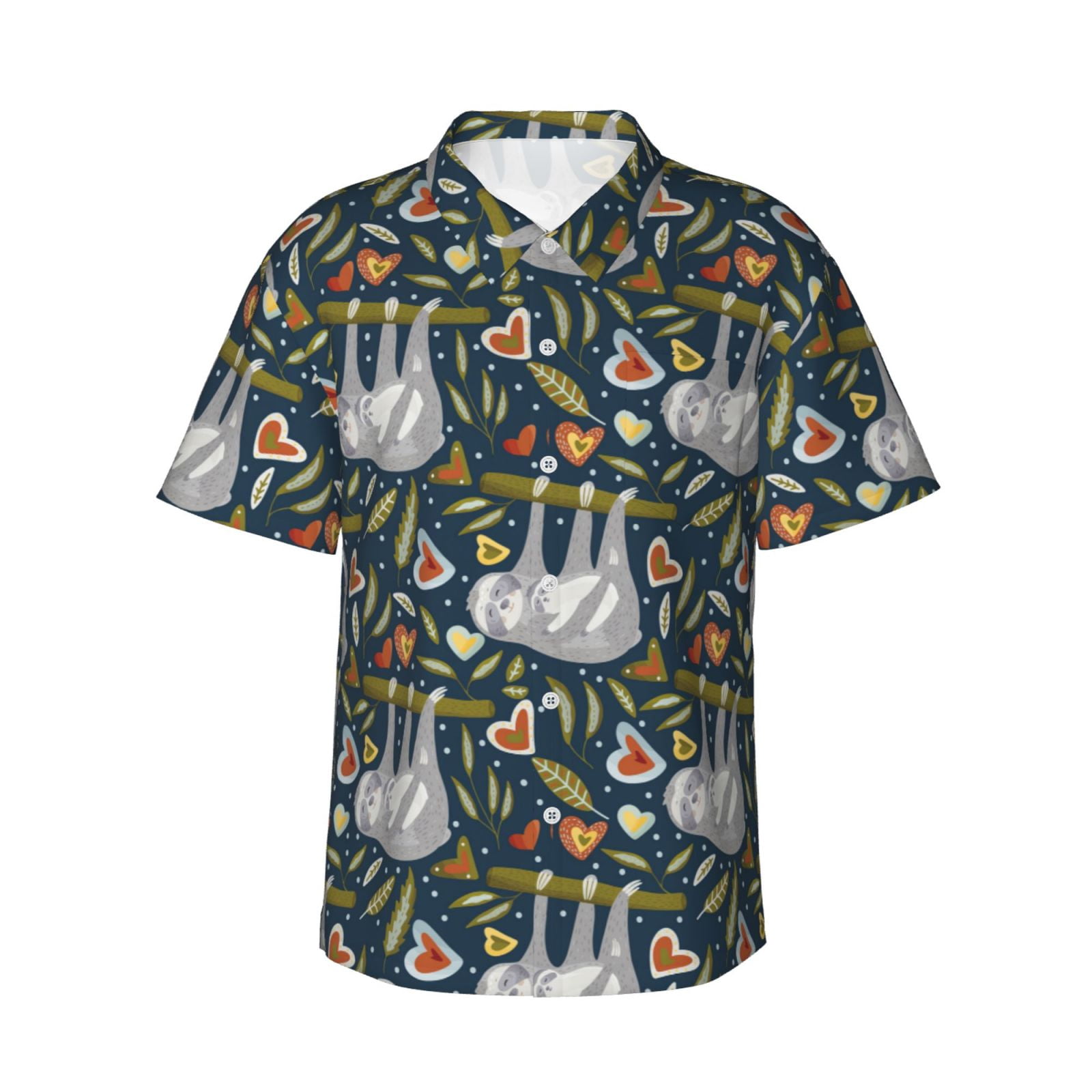 Zufioo Cute Sloth Hawaiian Shirt for Men,Beach Shirts Tropical Vacation ...