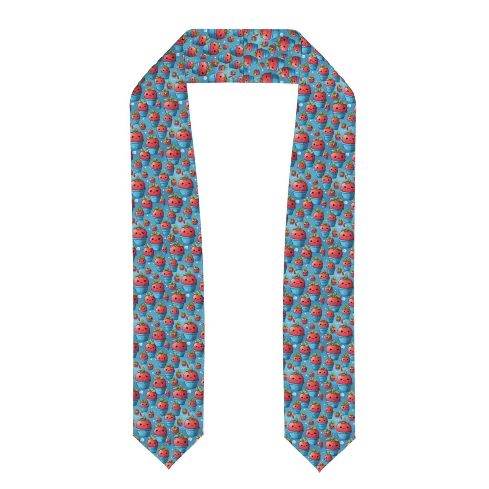 Zufioo Cute Strawberry Flower Pot Print Graduation Shawl Ribbon ...