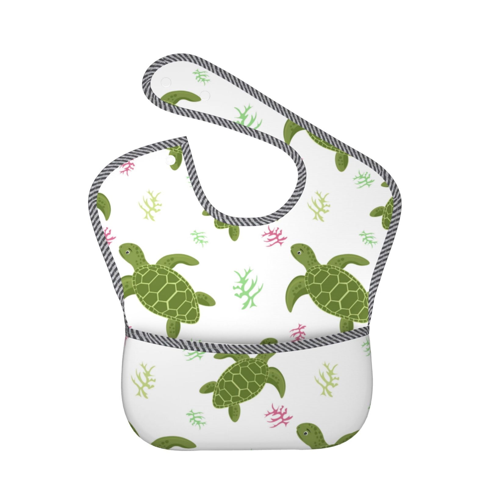 Zufioo Cute Turtle Print Toddler Adjustable Waterproof Bib, 11.6x15 ...