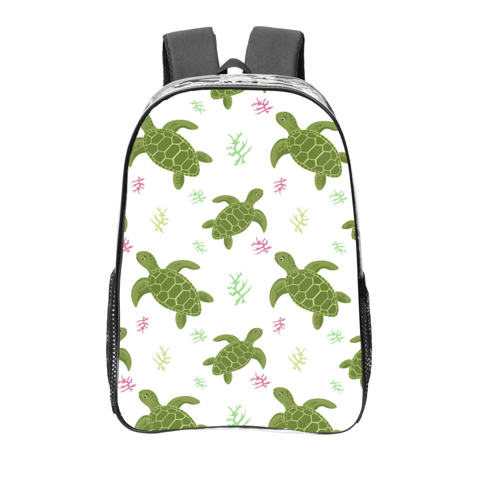 Zufioo Cute Turtle Print Transparent Backpack, 16-inch PVC Waterproof ...