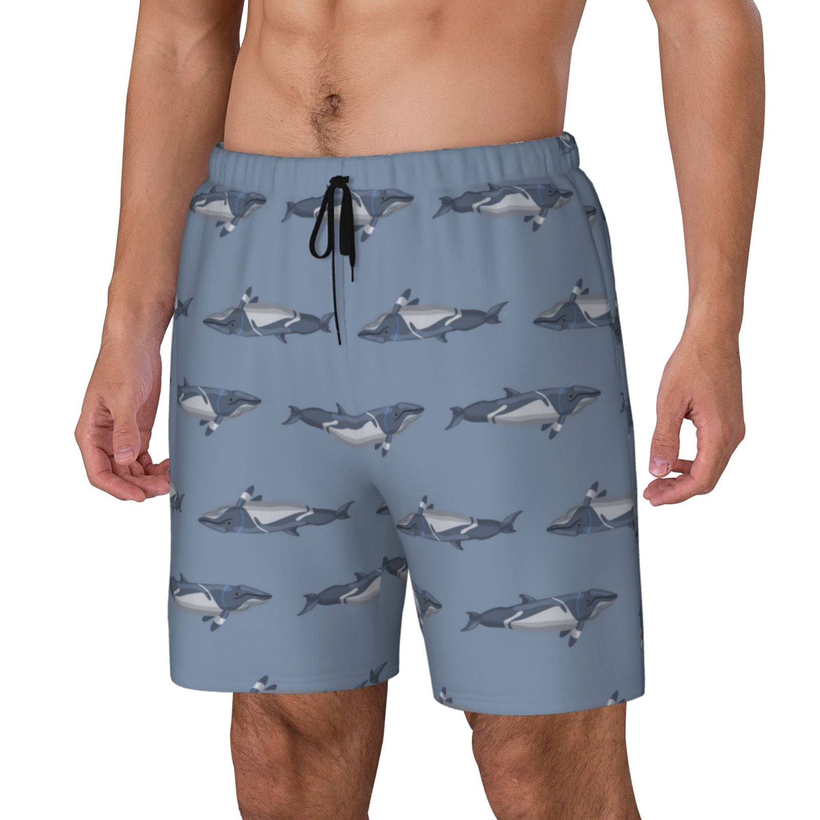 Zufioo Cute Whale Mens Swimsuit Trunks with Compression Liner,Quick Dry ...