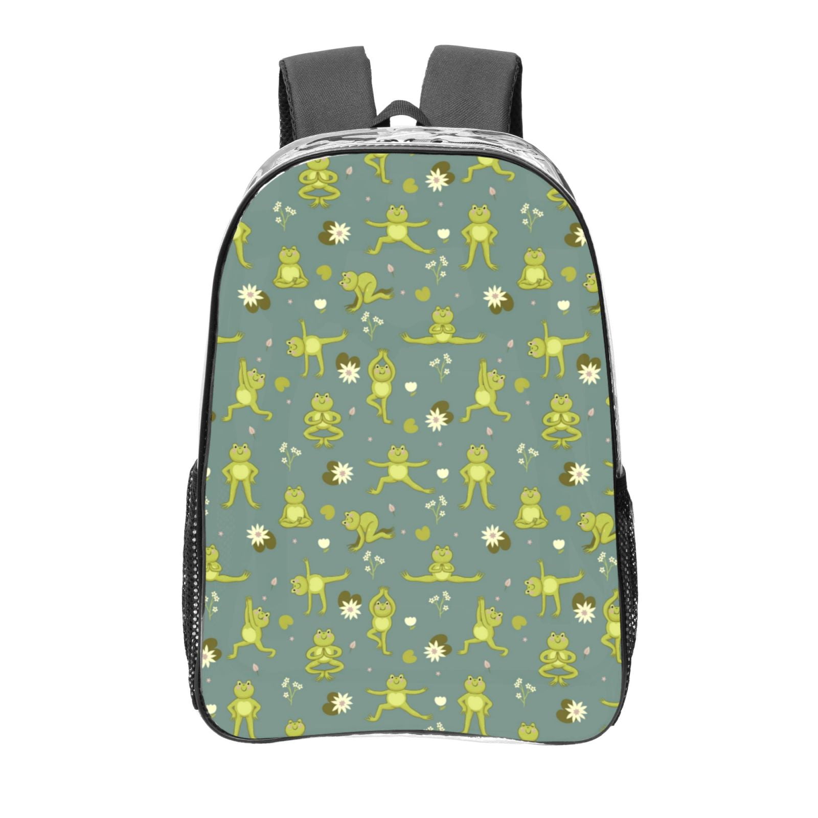 Zufioo Cute Yoga Frogs Print Transparent Backpack, 16-inch PVC ...