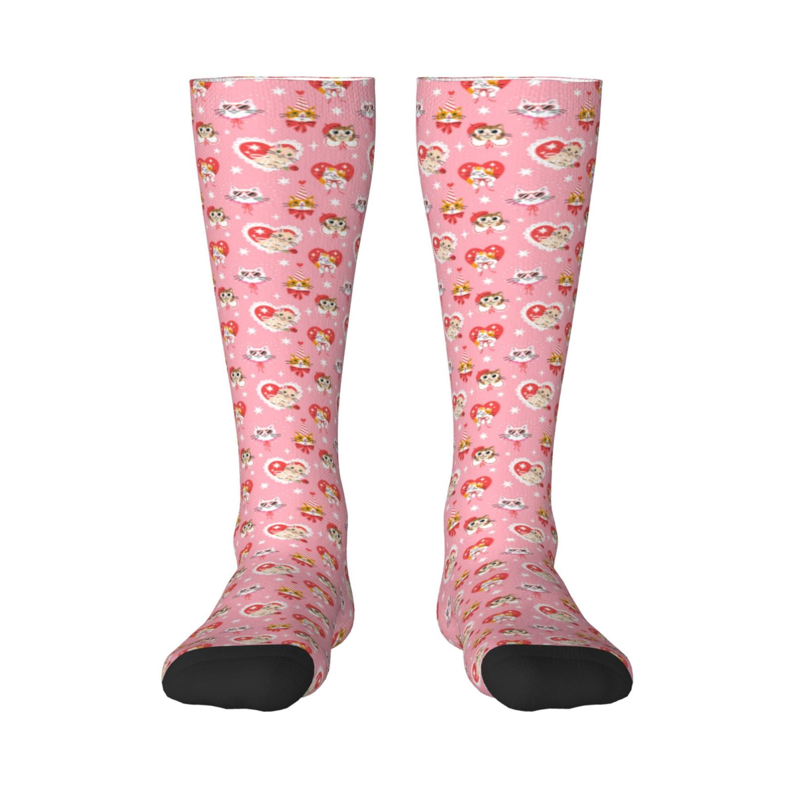 Zufioo Cute cartoon cats Long High Thigh Socks Knee-High Warm Stocking Women Boot Sock Leg ...
