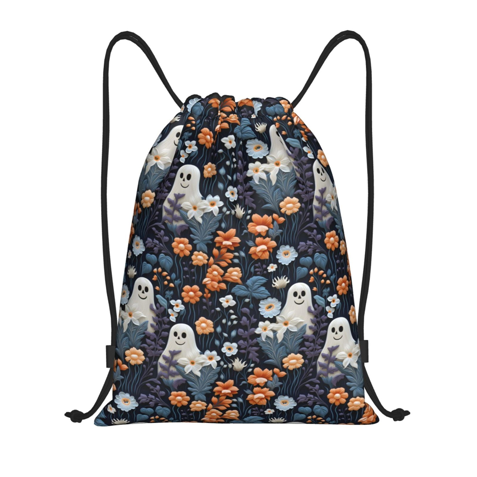 Zufioo Cute ghost in the flowers Sports Cinch Sack Gym String Bags ...