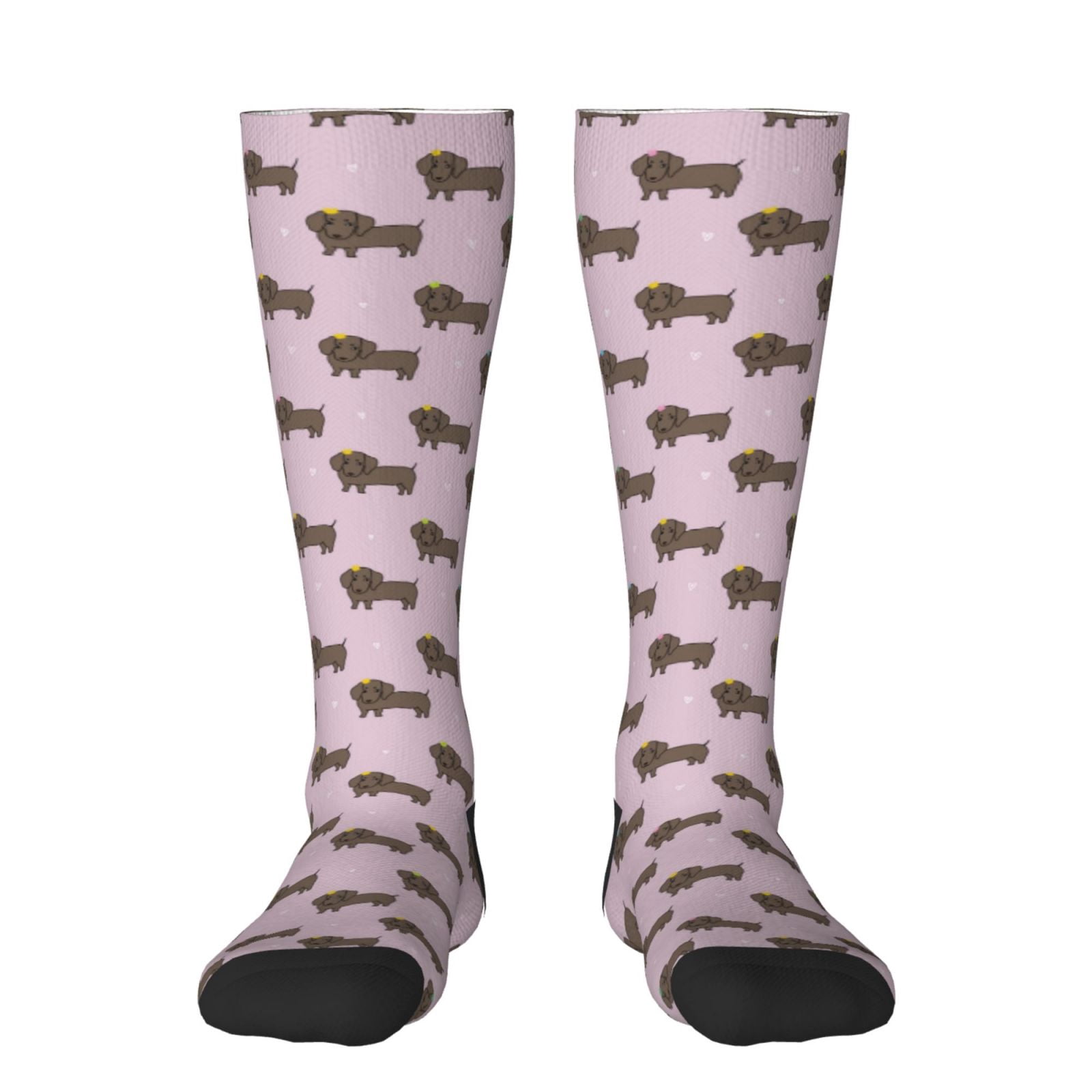 Zufioo Dachshund Dog Puppy Print Long High Thigh Socks Knee-High Warm ...