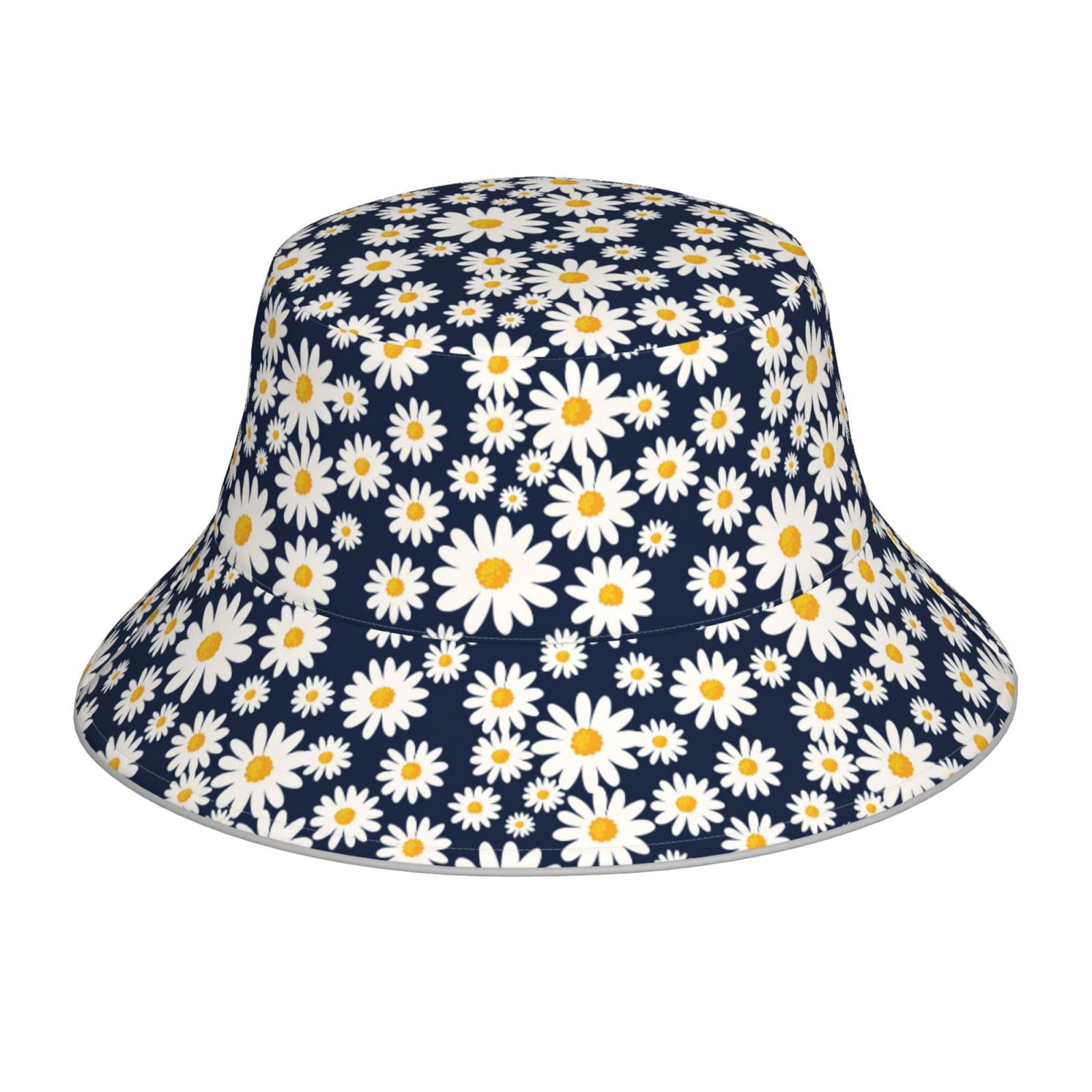 Zufioo Daisy Floral Waterproof Reflective Holographic Bucket Hat,Men ...