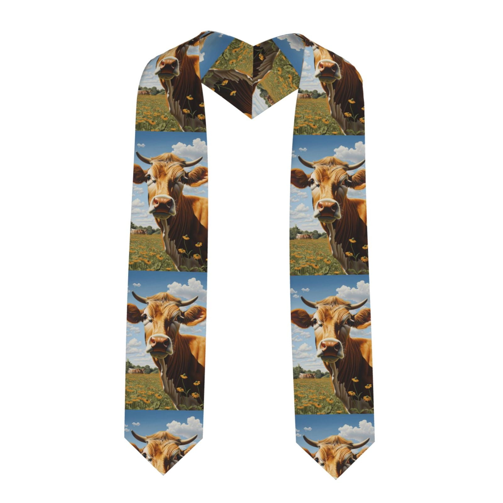 Zufioo Daisy Flower Field Cow Print Graduation Shawl Ribbon, Graduation ...