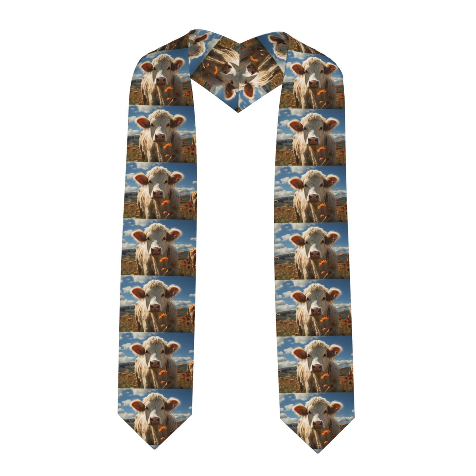 Zufioo Daisy Meadow Cow Print Graduation Shawl Ribbon, Graduation ...