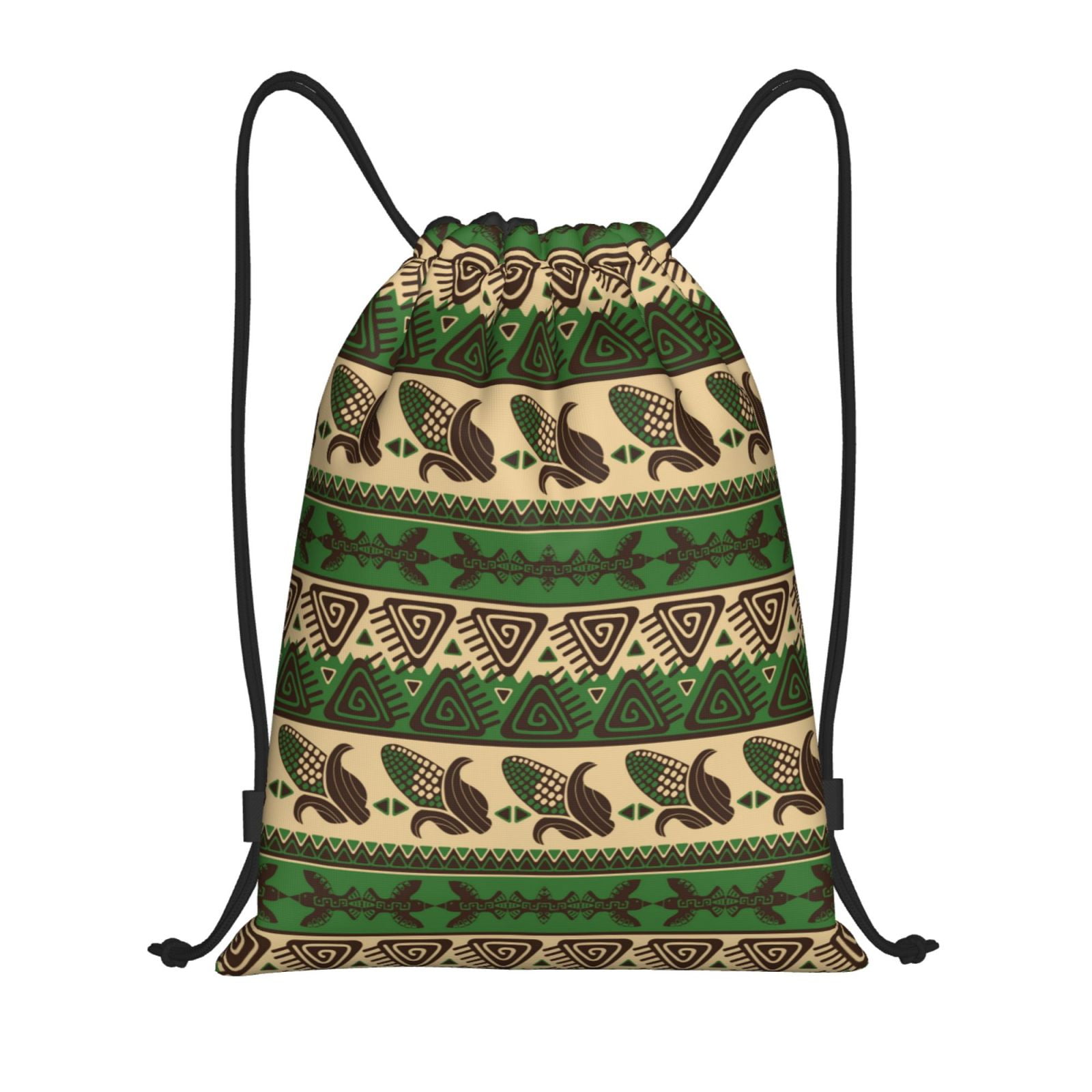 Zufioo Dark Green Vintage Corn Pattern Sports Cinch Sack Gym String ...