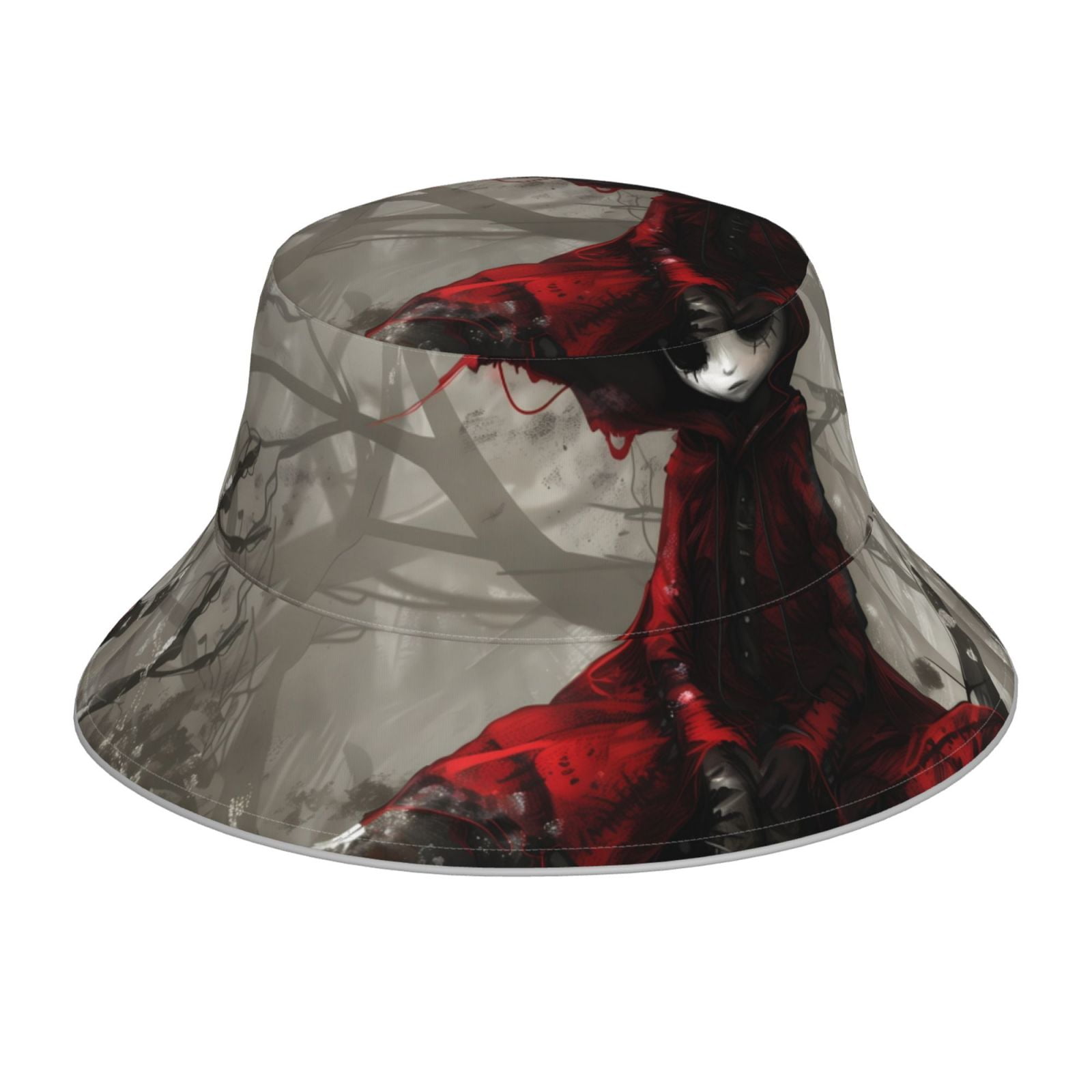Zufioo Dark Red Hooded Girl Waterproof Reflective Holographic Bucket ...