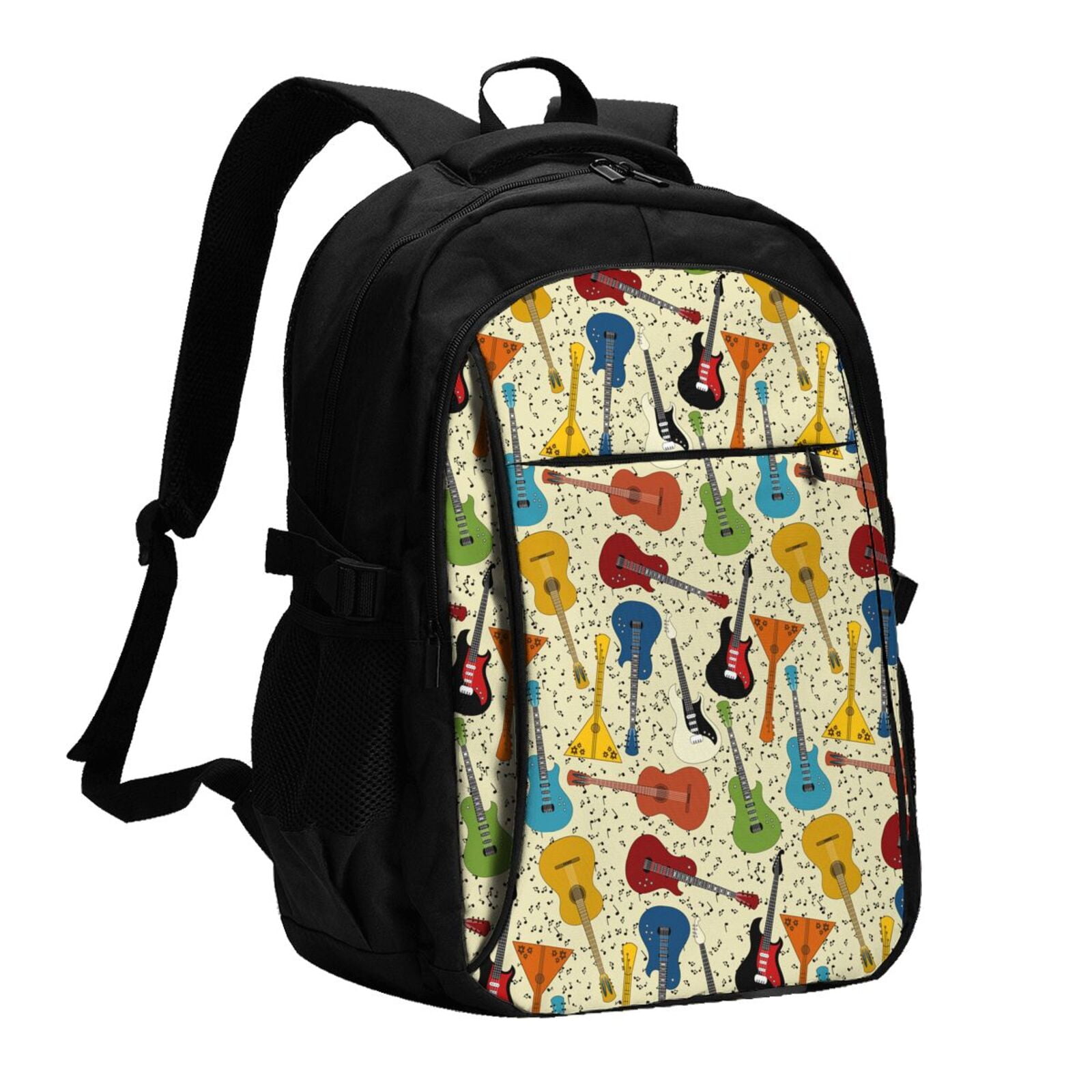 Zufioo Different Kind Of Guitars Print USB Backpack, Multi-Pocket ...