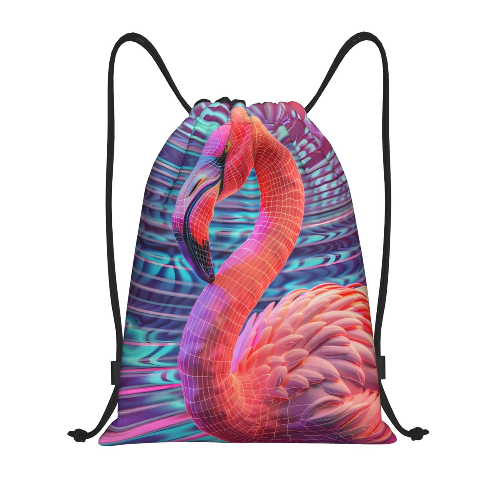 Zufioo Digital Flamingo Vibrant Art Sports Cinch Sack Gym String Bags ...