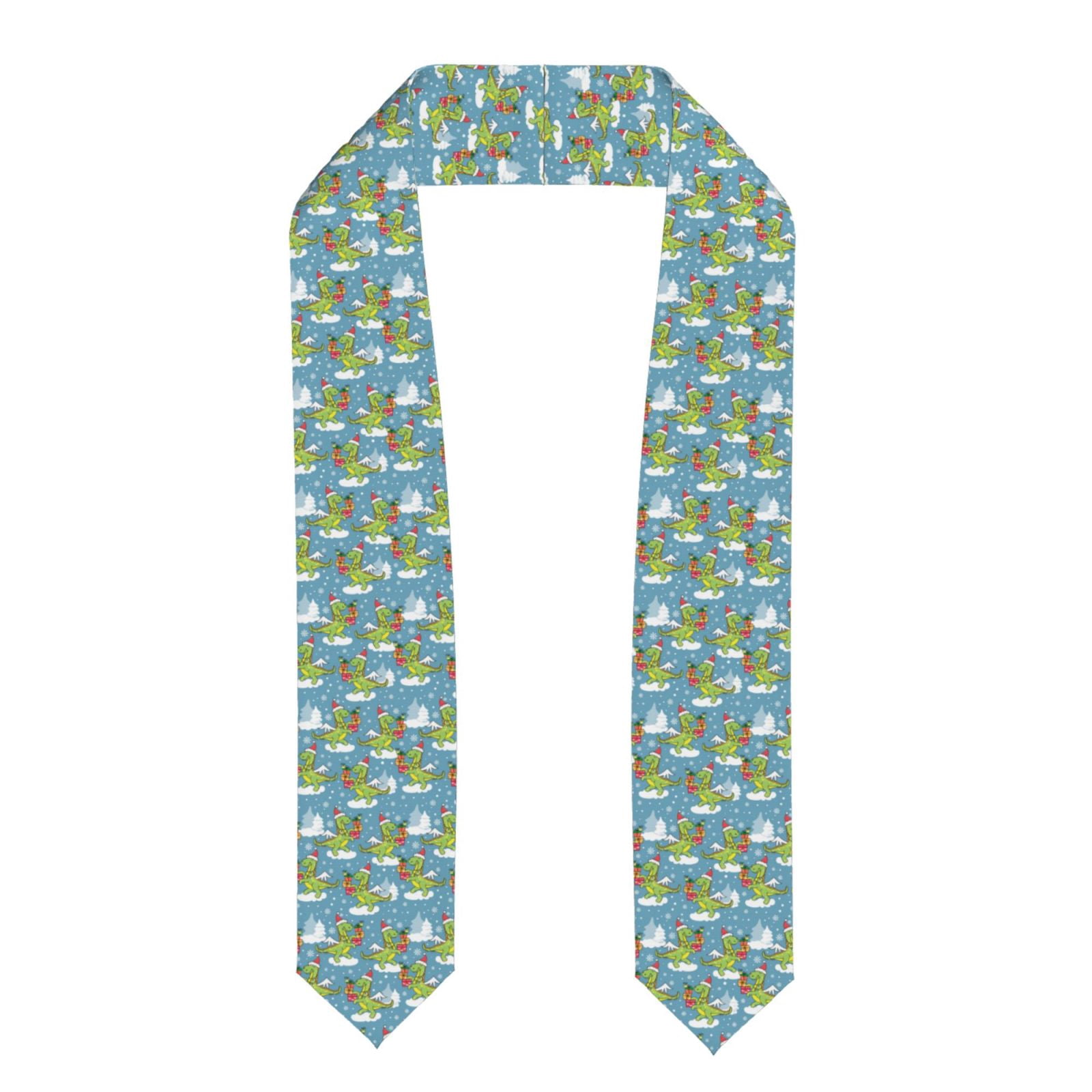 Zufioo Dino Christmas Adventure Snowy Blue Print Graduation Shawl ...