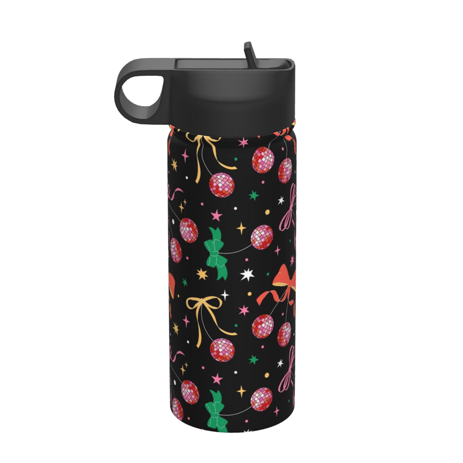 Zufioo Disco Mirror Ball Print 18OZ Insulated Space Bottle with Straw ...