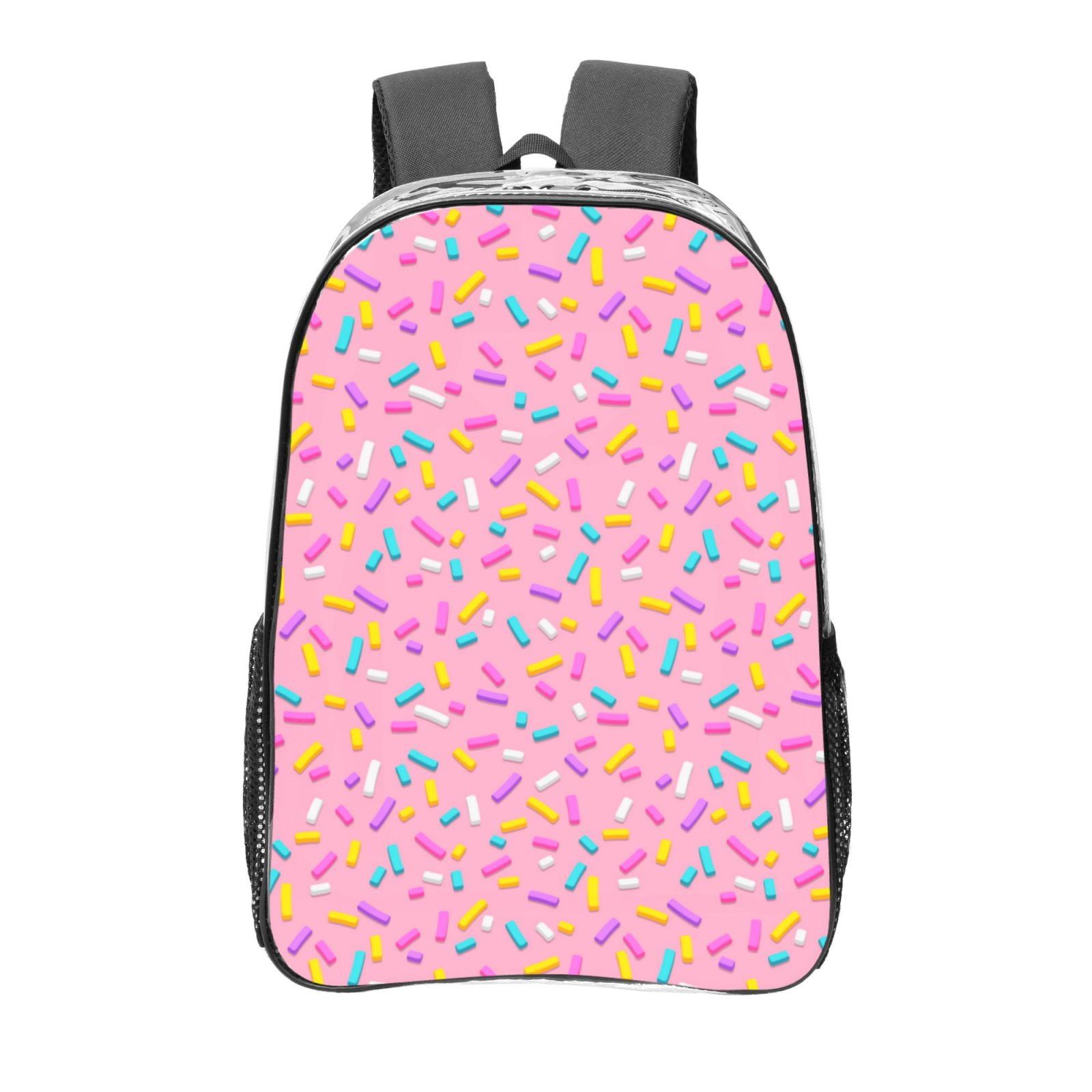 Zufioo Donut Print Transparent Backpack, 16-inch PVC Waterproof ...
