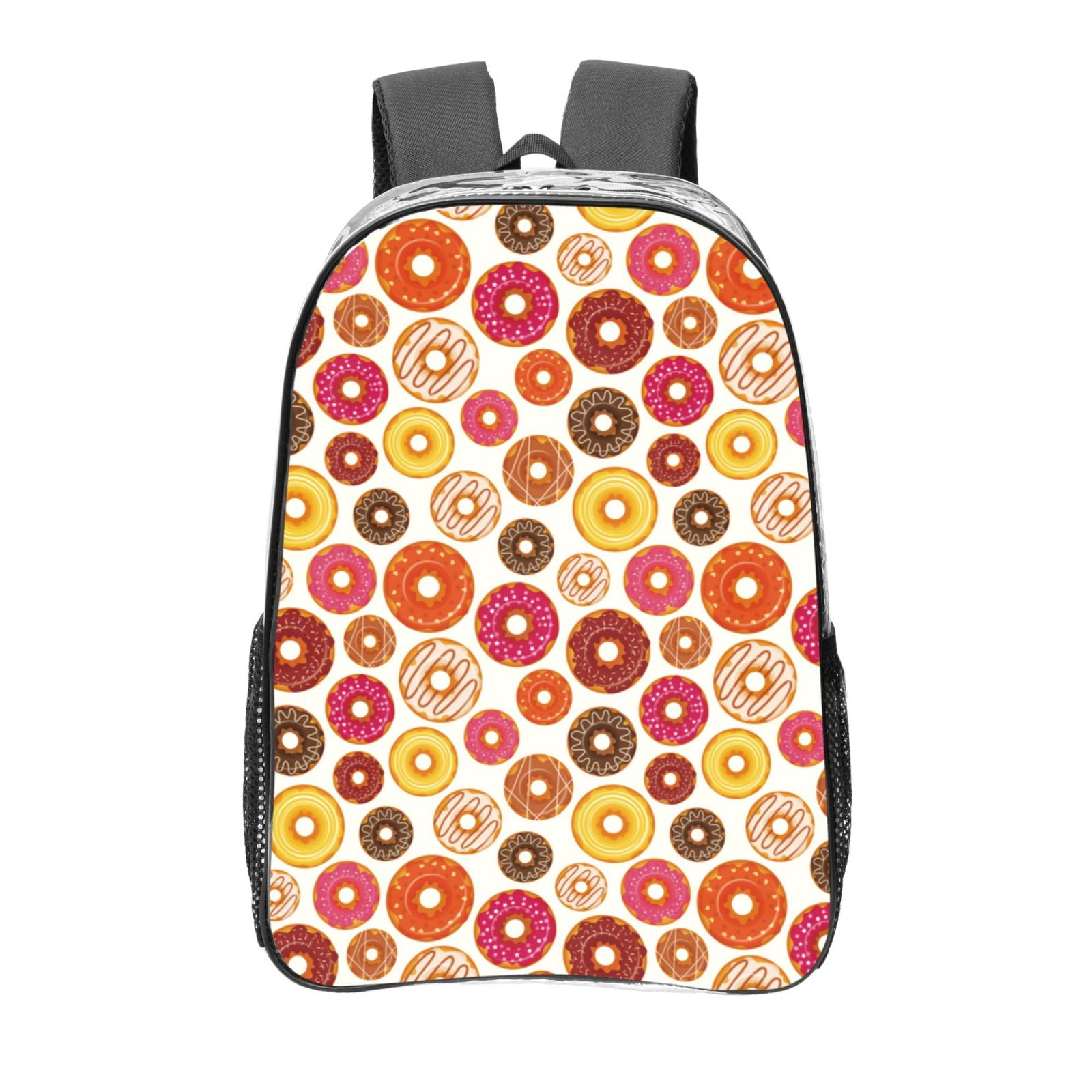 Zufioo Donut Print Transparent Backpack, 16-inch PVC Waterproof ...