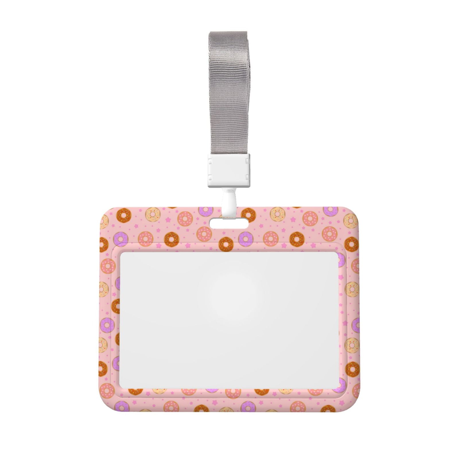 Zufioo Donuts Print Work Badge Protective Case, Waterproof Lanyard ...