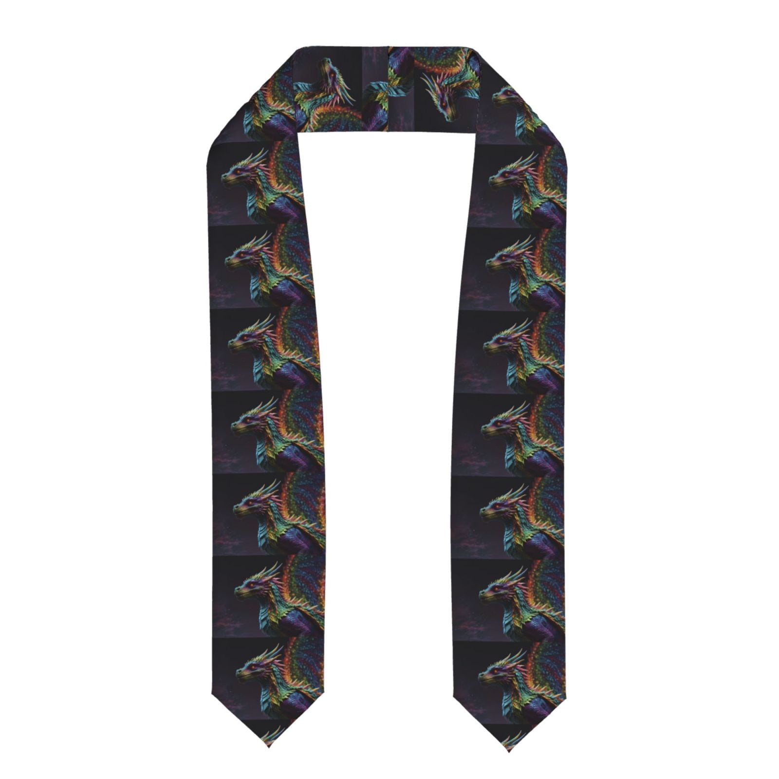 Zufioo Dragon with Colorful Tail Print Graduation Shawl Ribbon ...