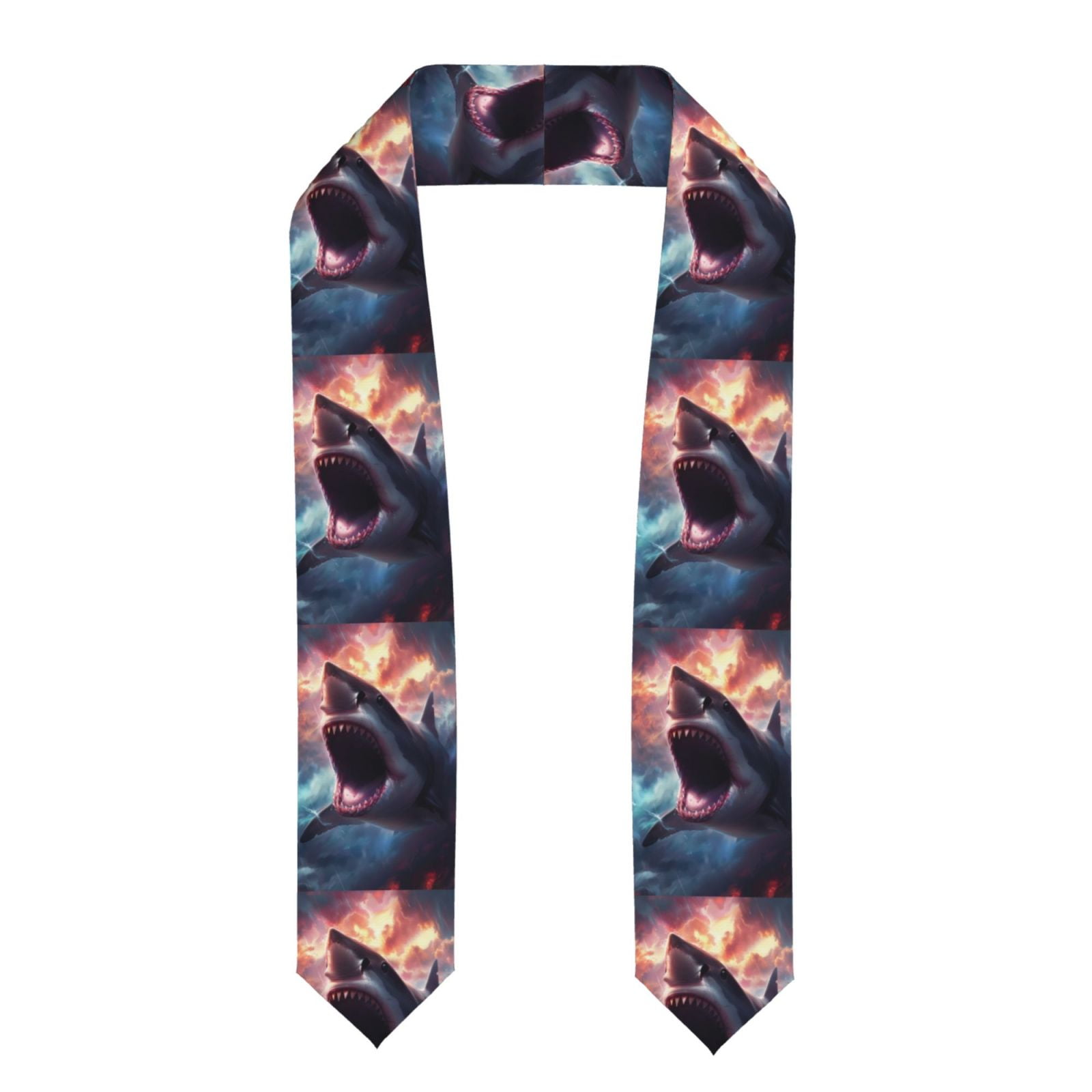 Zufioo Dramatic Shark Attack Print Graduation Shawl Ribbon, Graduation ...