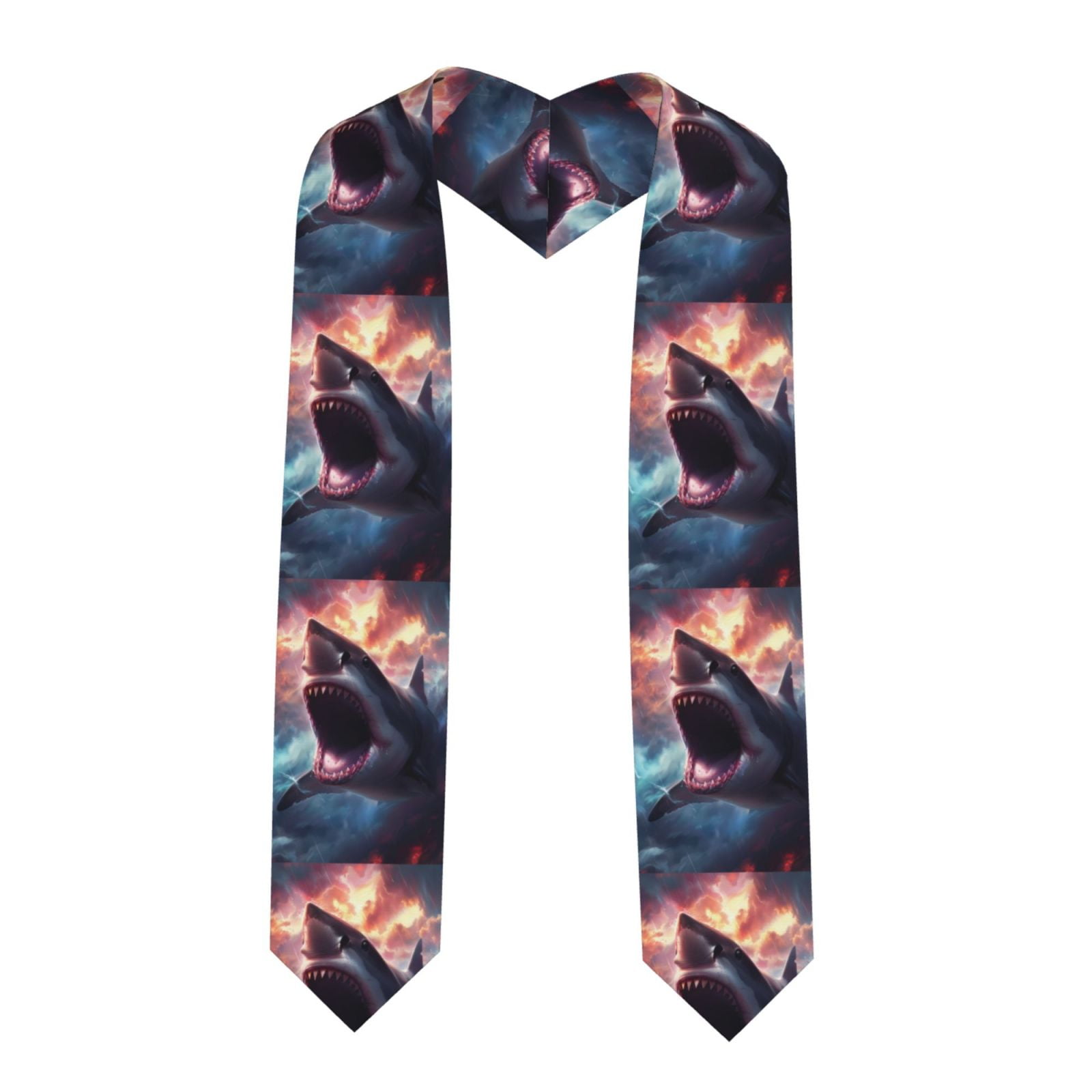 Zufioo Dramatic Shark Attack Print Graduation Shawl Ribbon, Graduation ...